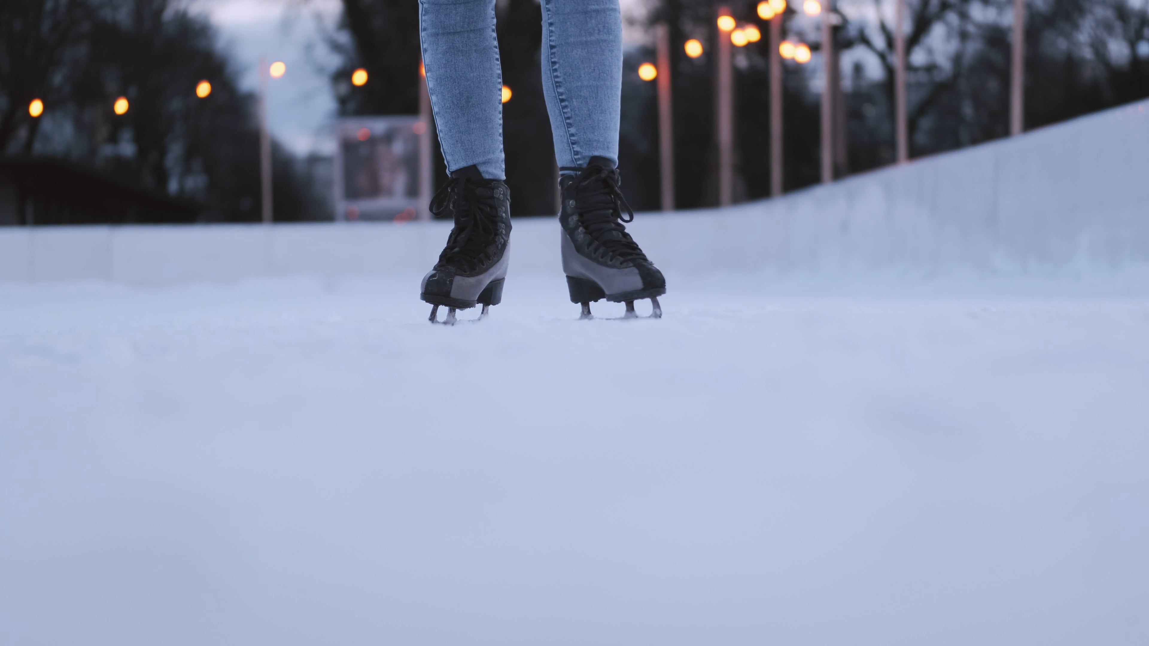 Ice Skating On An Outdoor Skating Rink Free Stock Video Footage ...
