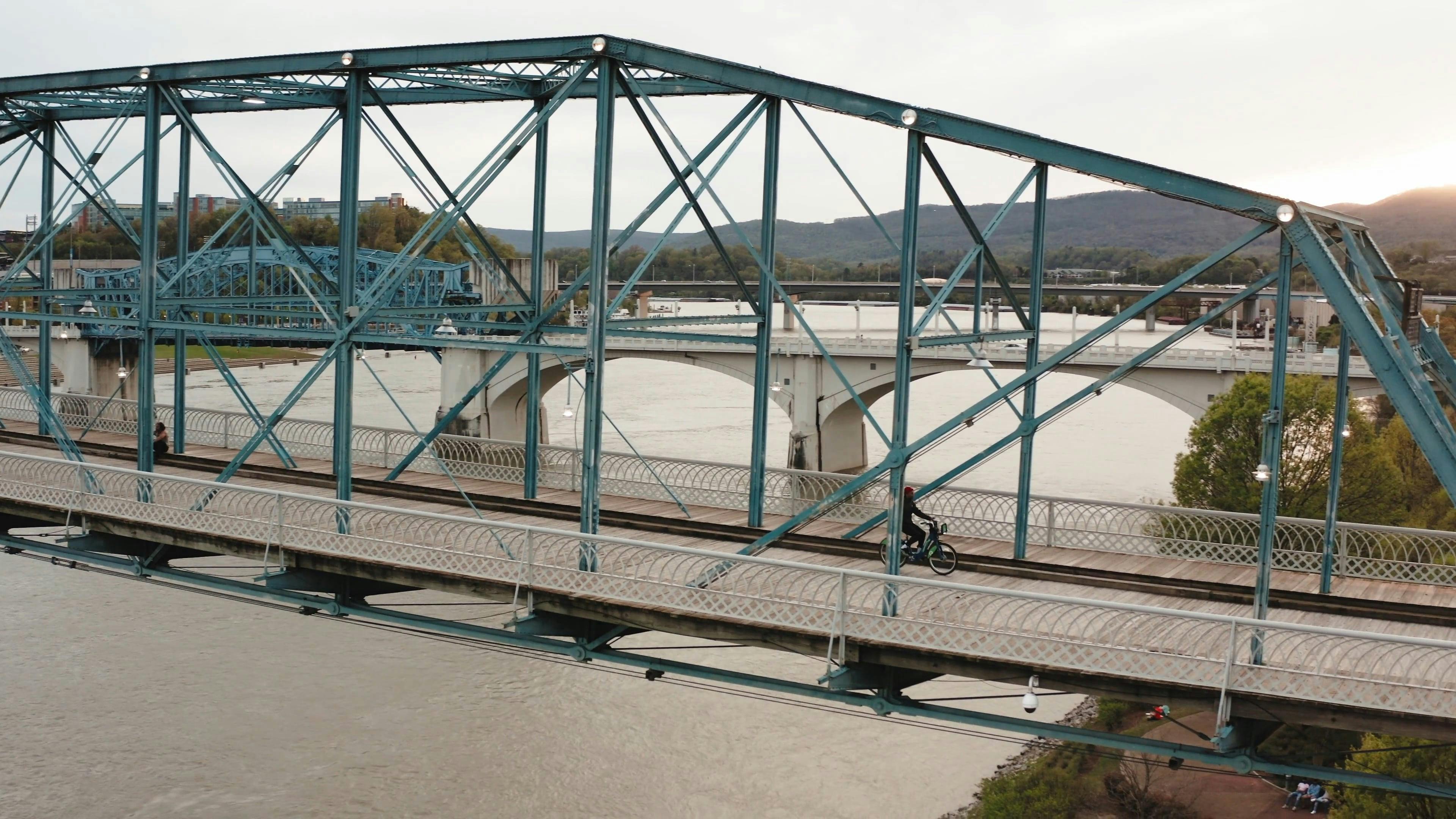 Crossing A Bridge For Walking and Biking Only · Free Stock Video