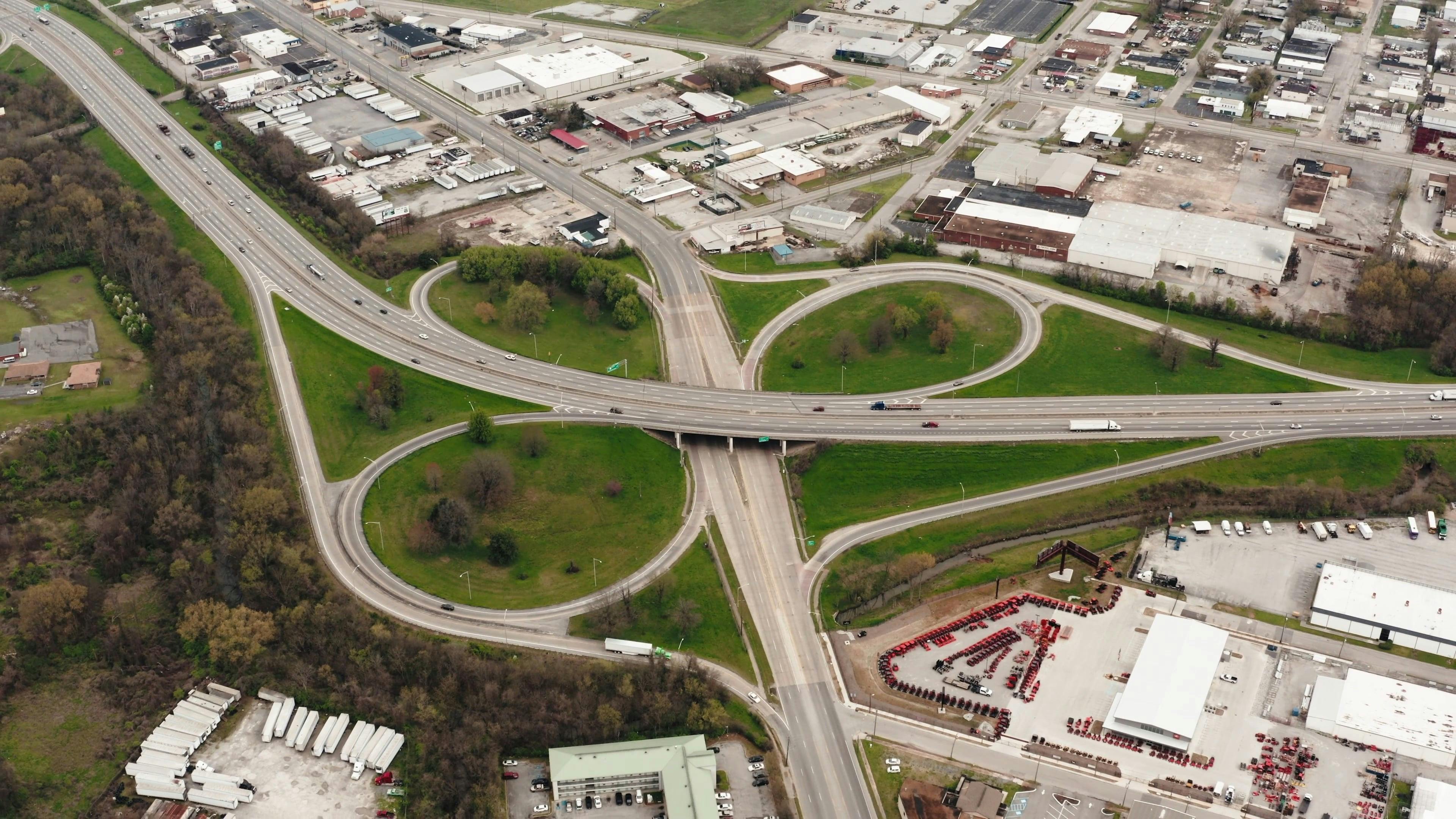 Drone Footage Of Highways With Interchange Loops · Free Stock Video