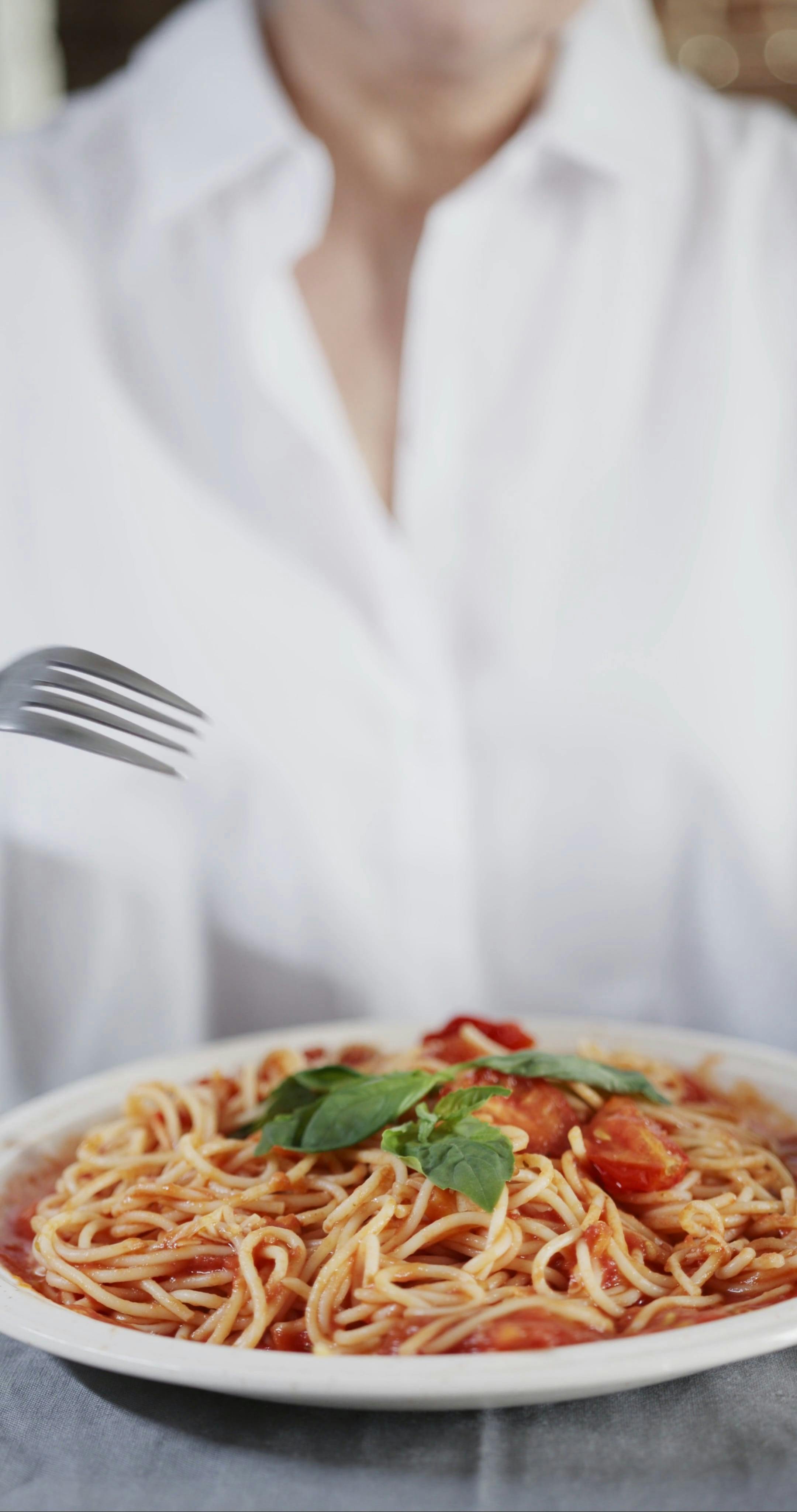 Using Fork To Eat Spaghetti · Free Stock Video