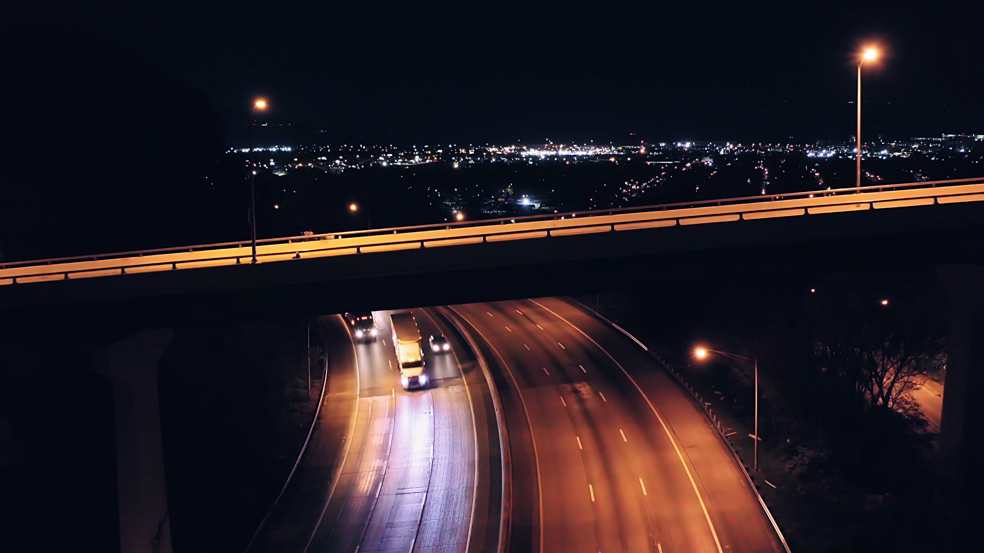 Drone Shot of the Highway at Night Free Stock Video Footage, Royalty ...