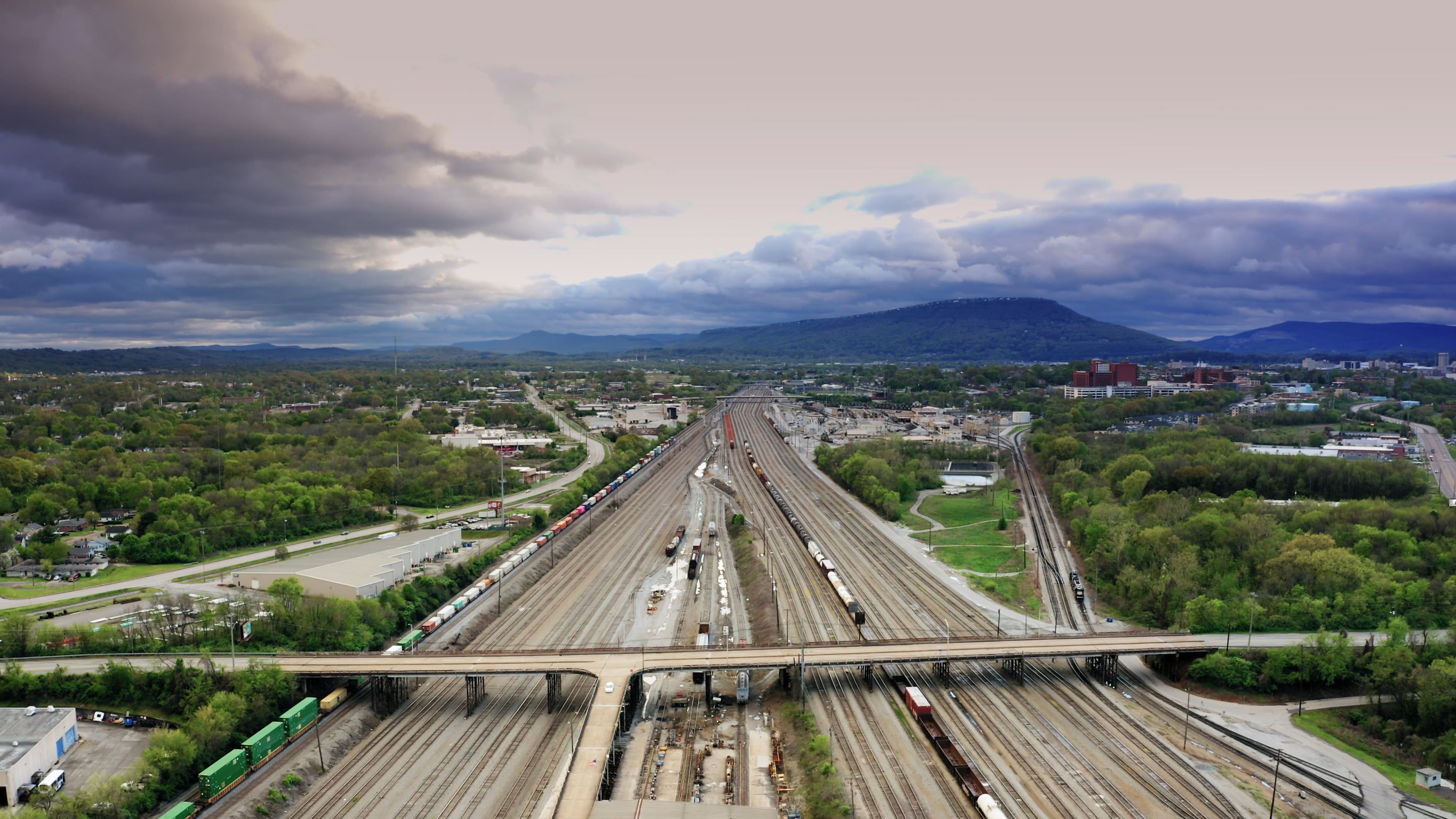 Drone Shot of Trains on Railroads Tracks Free Stock Video Footage ...