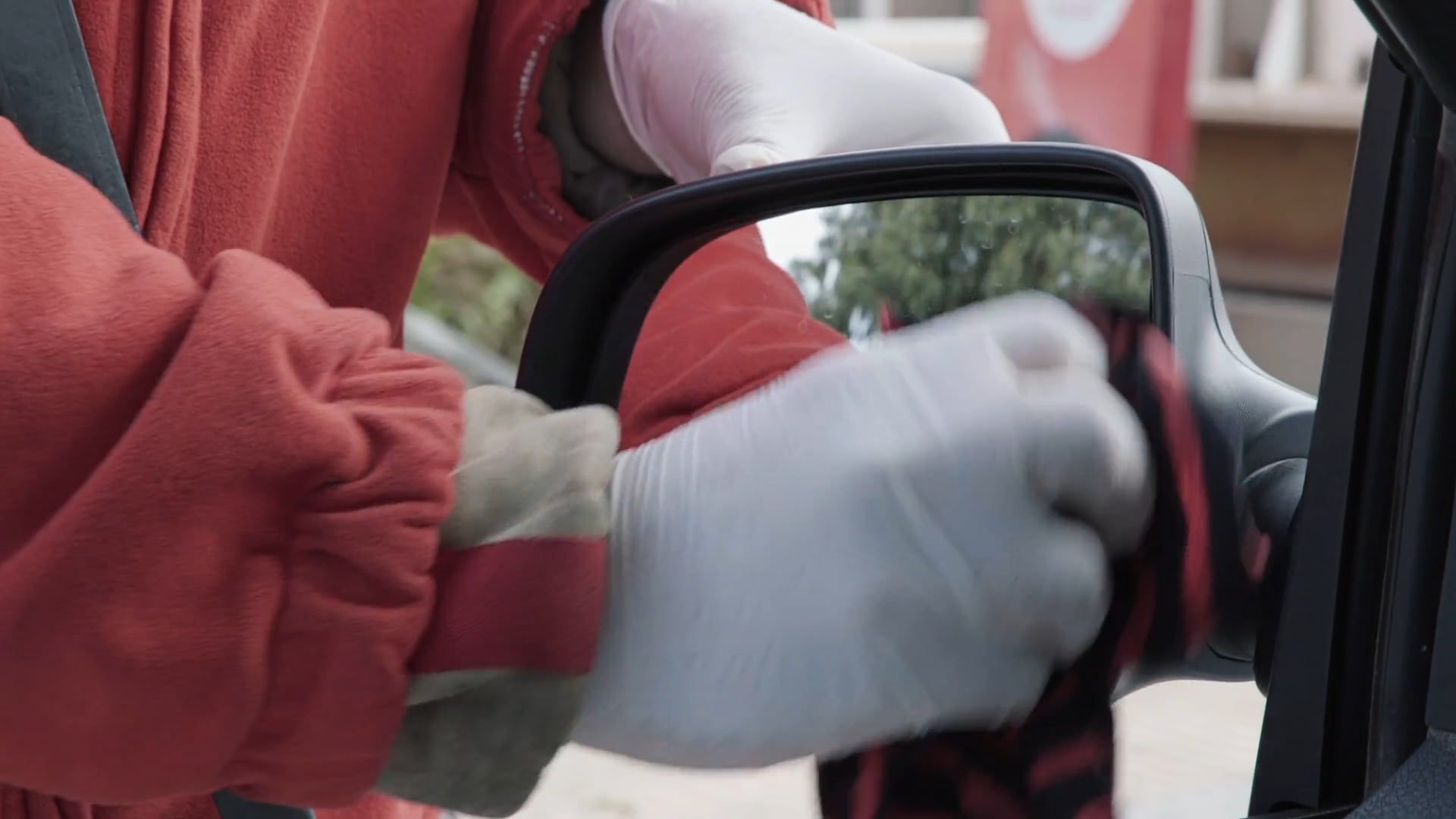 A Person Cleaning the Side Mirror using a Cloth Free Stock Video ...