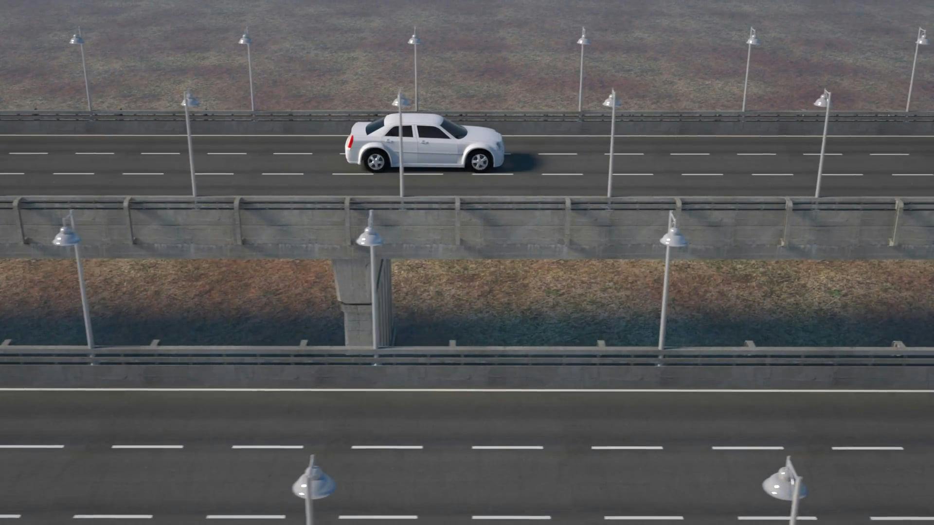 A Traveling White Car In 3d Animation · Free Stock Video