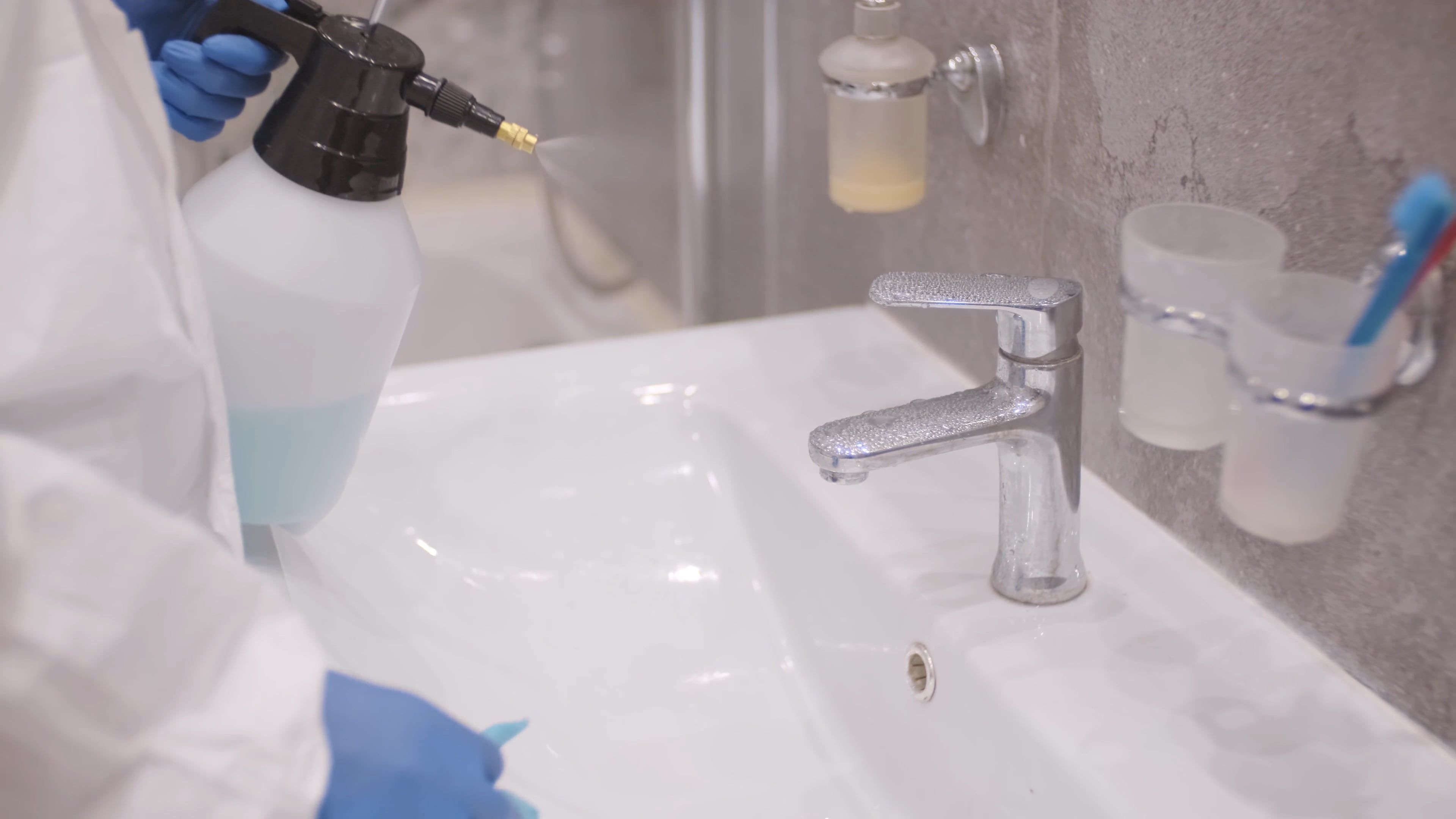 A Man Disinfecting The Bathroom Free Stock Video Footage, Royalty-Free ...
