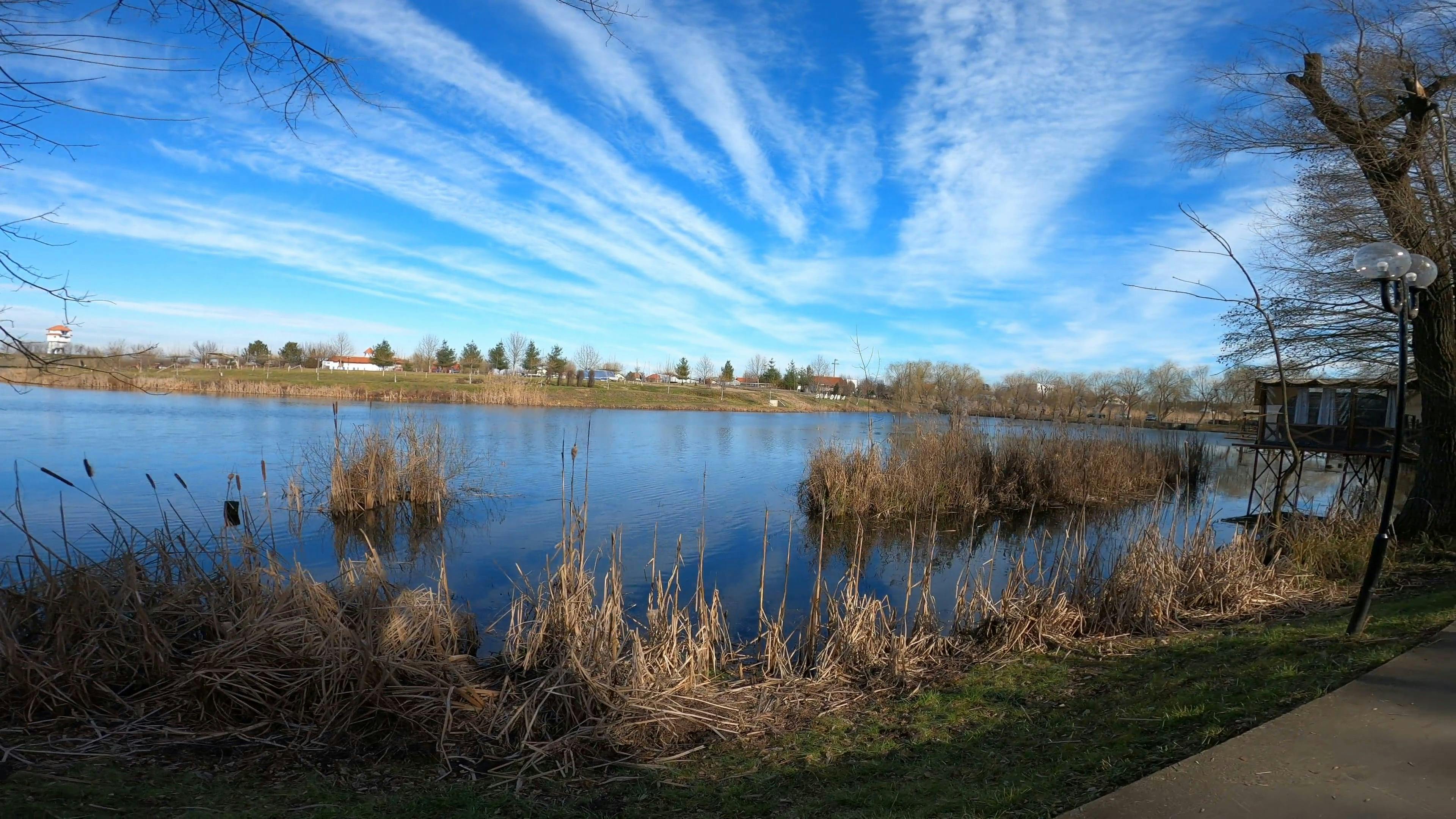 Walking by the Lakeside Park · Free Stock Video