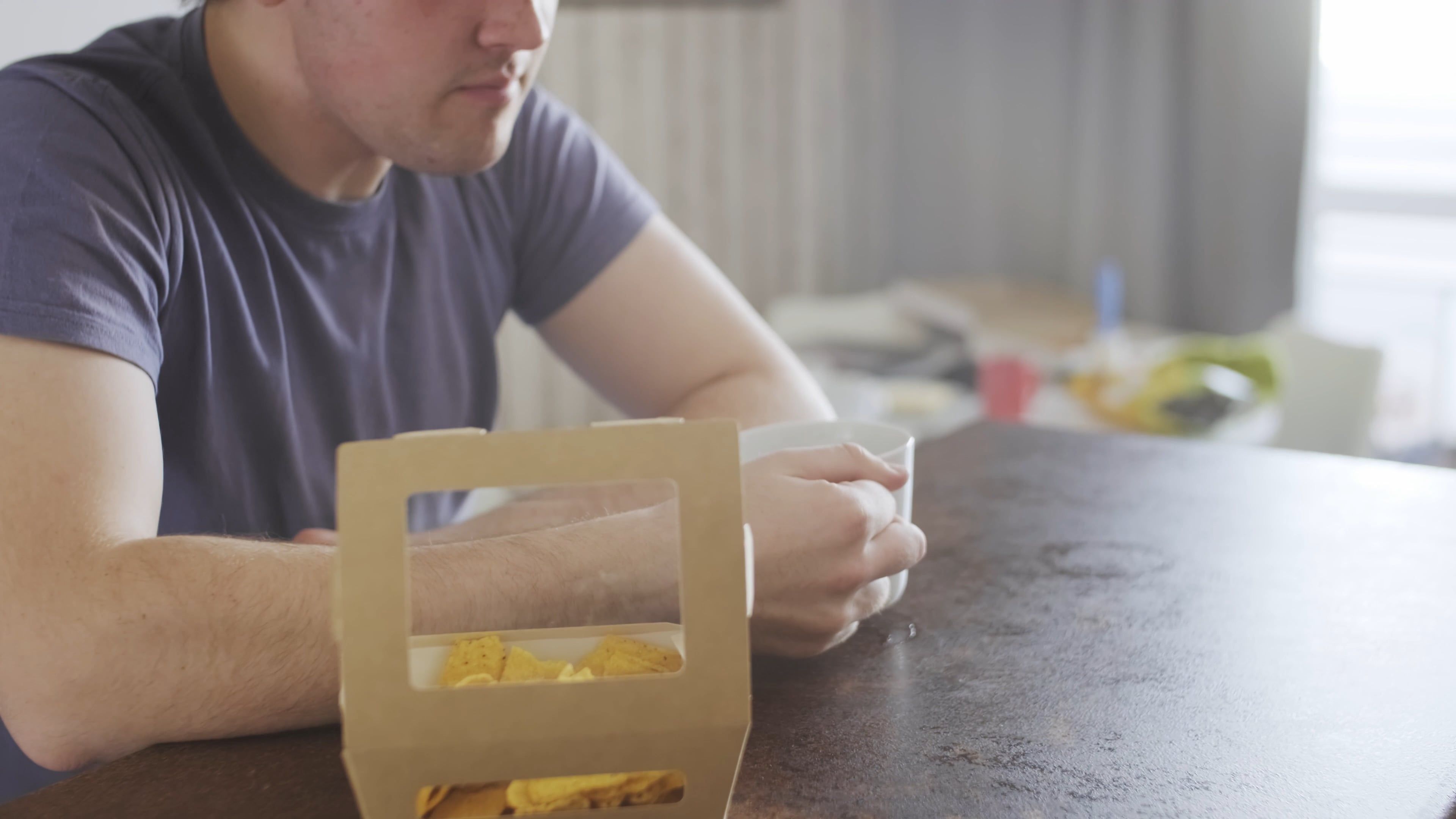Close-Up Shot of a Man Eating Chips · Free Stock Video
