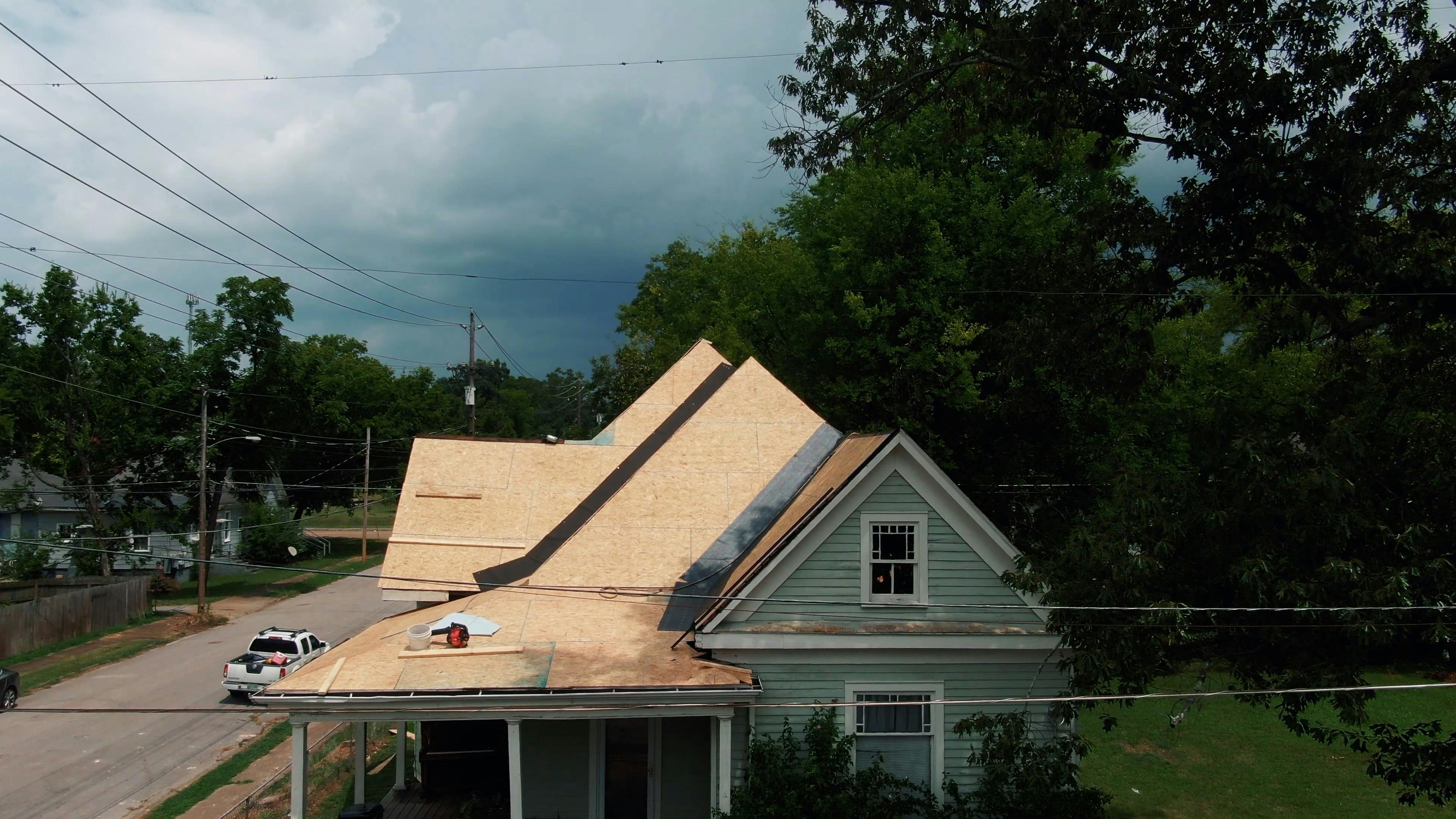 Push-in Shot of a Drone on the House Roof · Free Stock Video