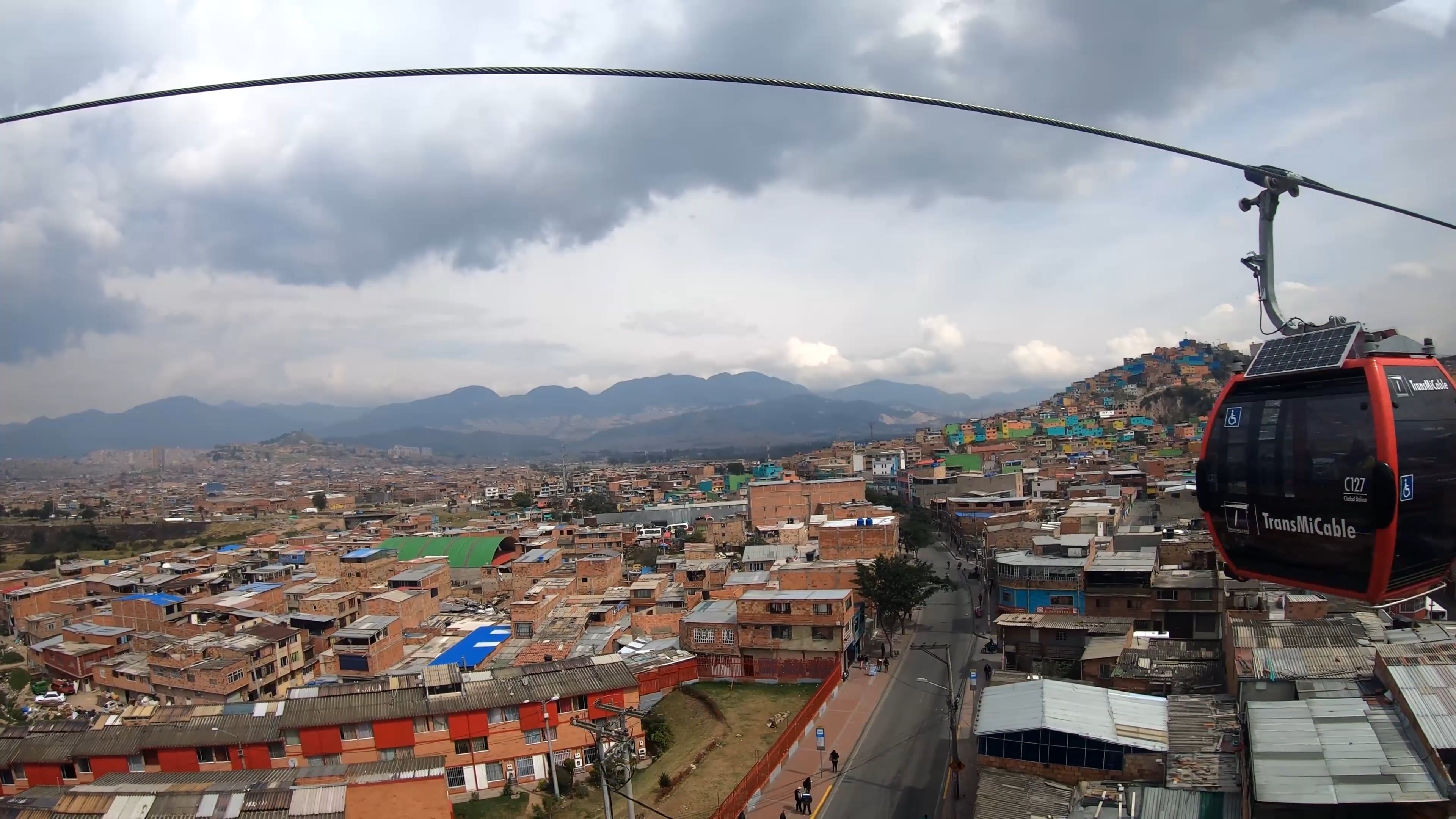 Riding a Cable Car Over a Town · Free Stock Video