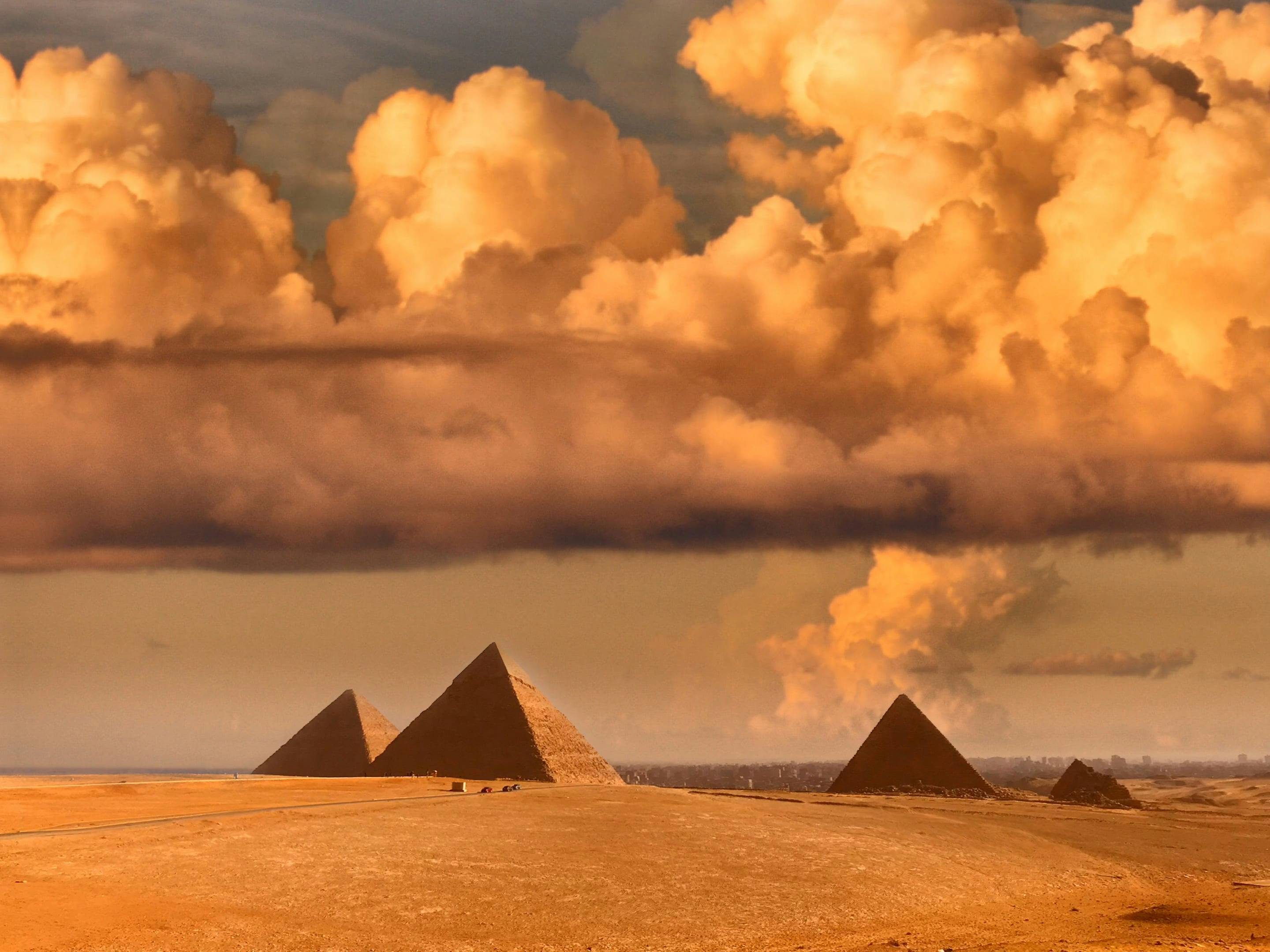 Animating Clouds Moving Over the Pyramids · Free Stock Video