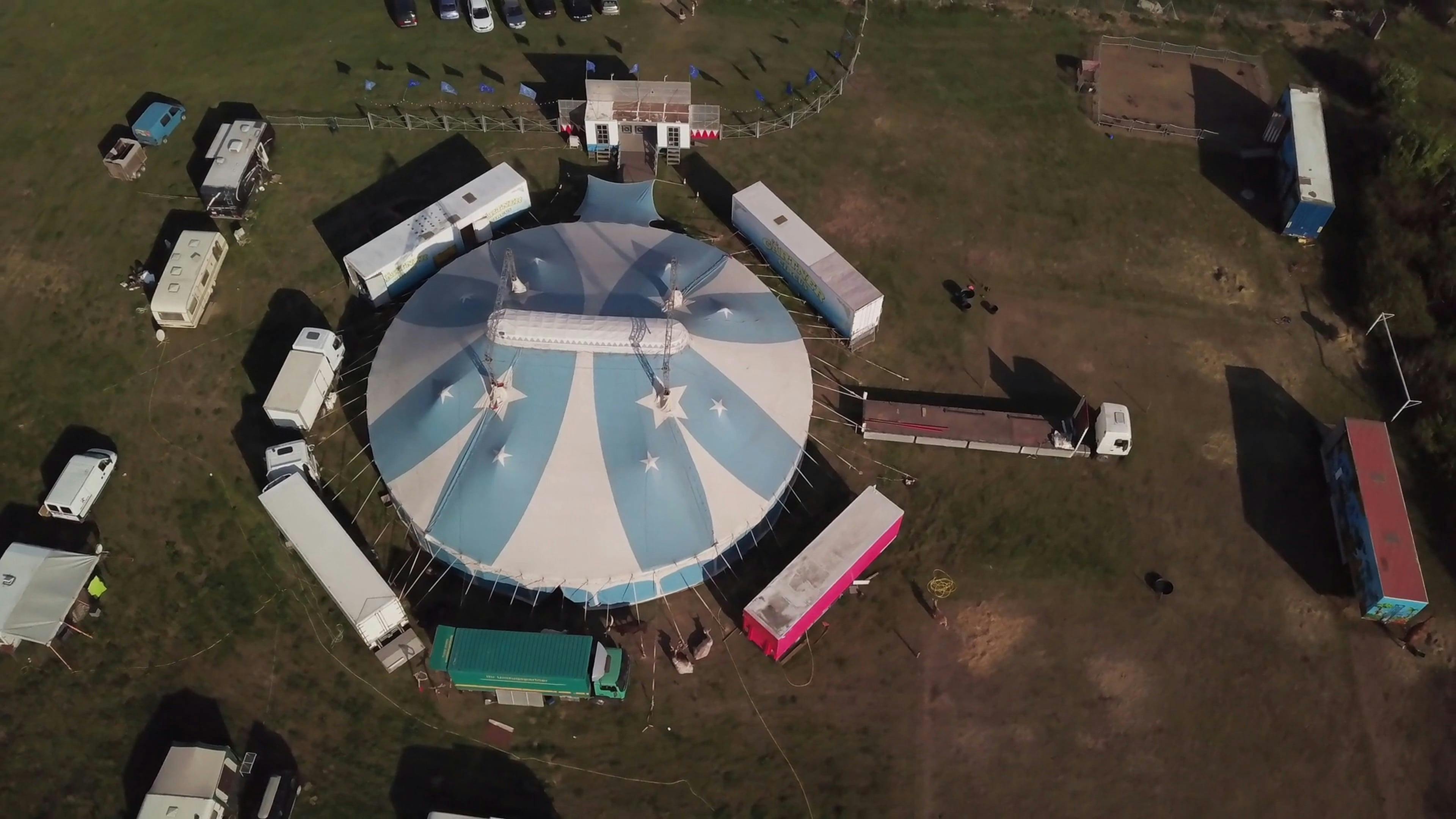 Rotating Aerial Footage Of A Giant Tent · Free Stock Video