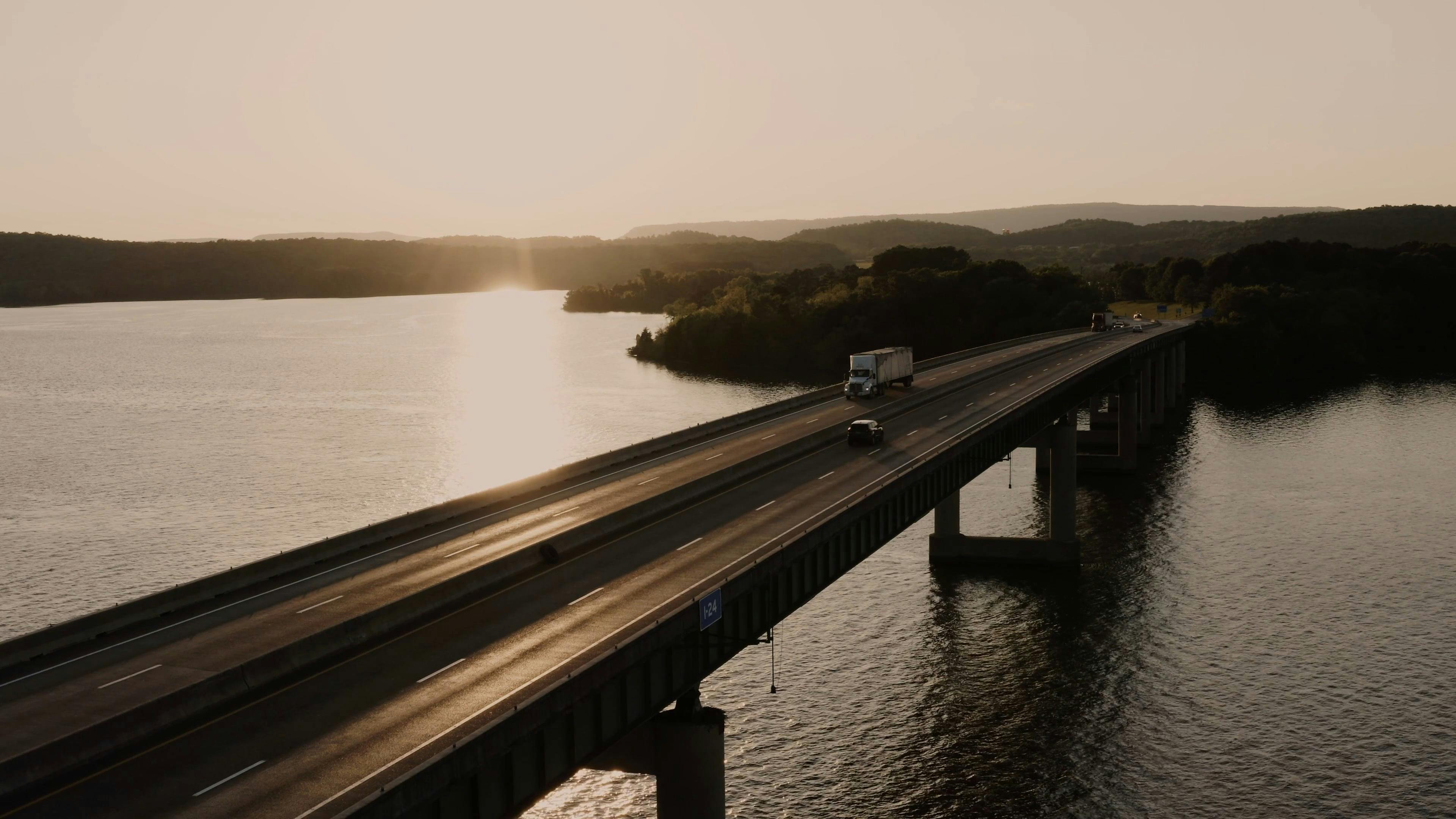 A Bridge Across A River At Sunset Free Stock Video Footage, Royalty ...