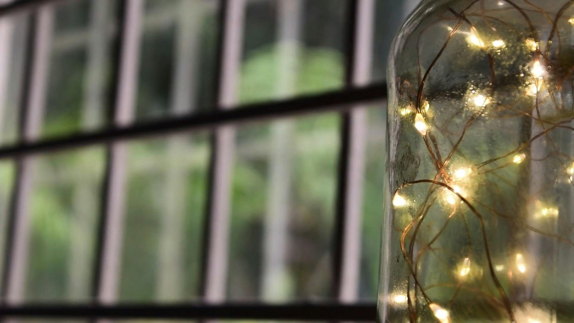 String Lights Inside A Glass Container Free Stock Video Footage ...