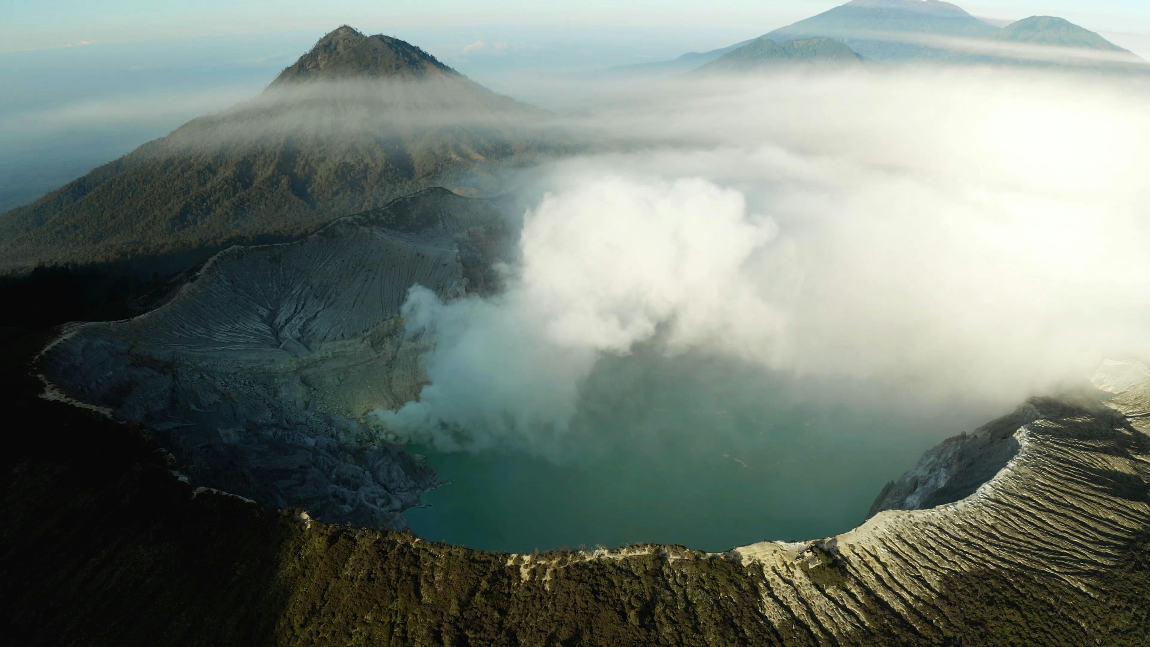 Aerial View Of A Volcanic Crater · Free Stock Video