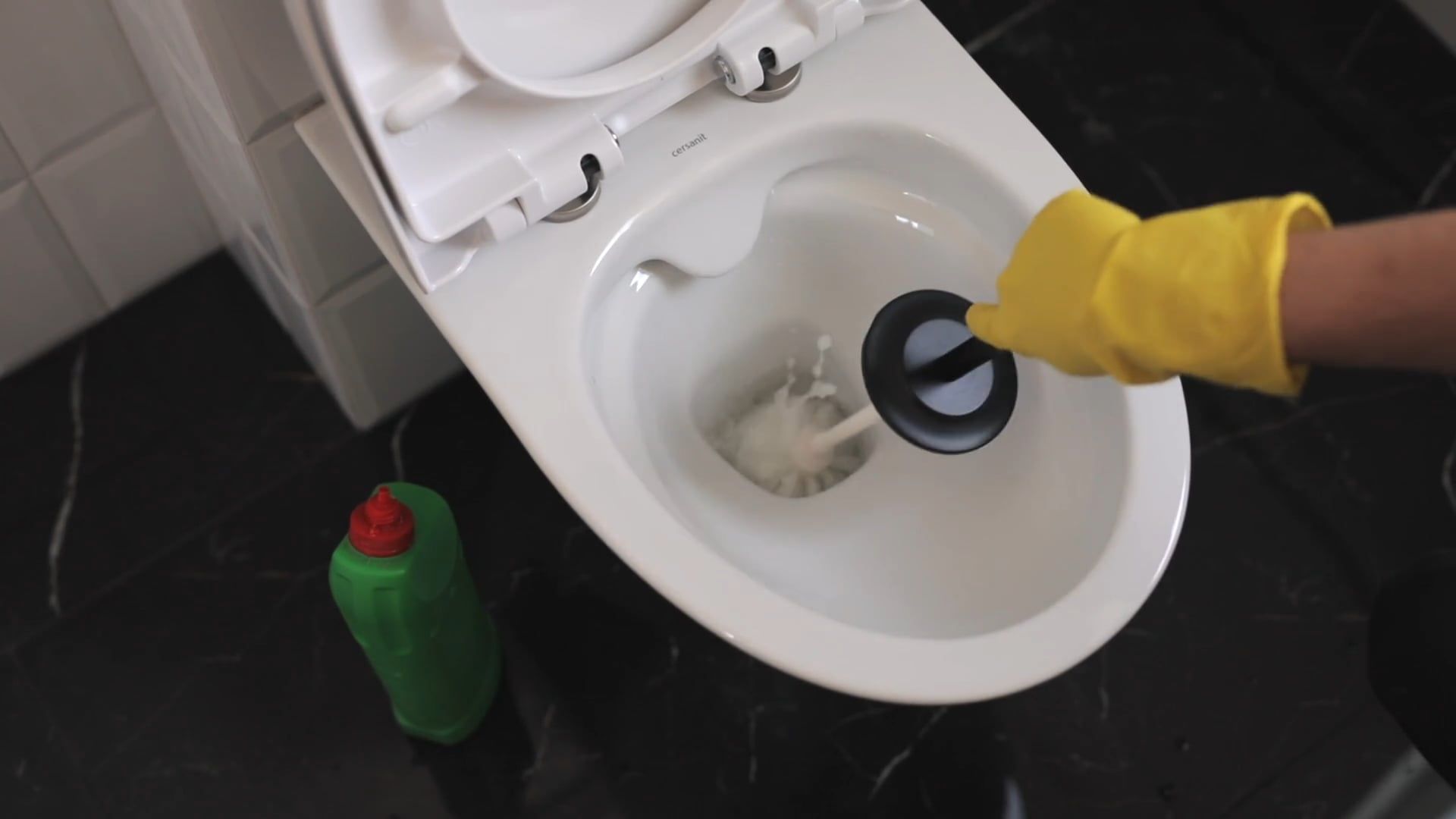 Person Cleaning A Toilet Bowl · Free Stock Video