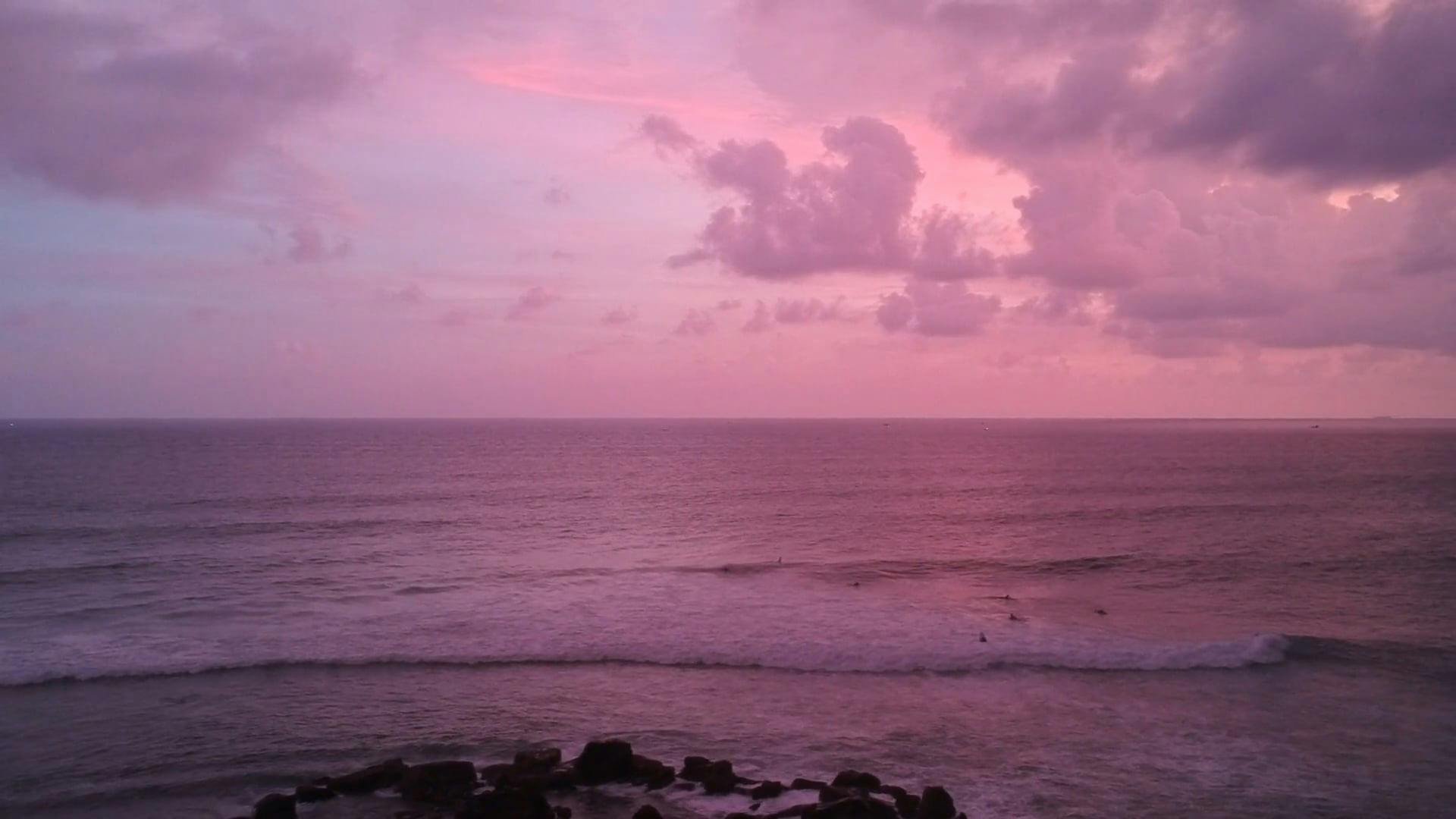 Drone Shot of a Beautiful Pink Sky in the Ocean Free Stock Video ...