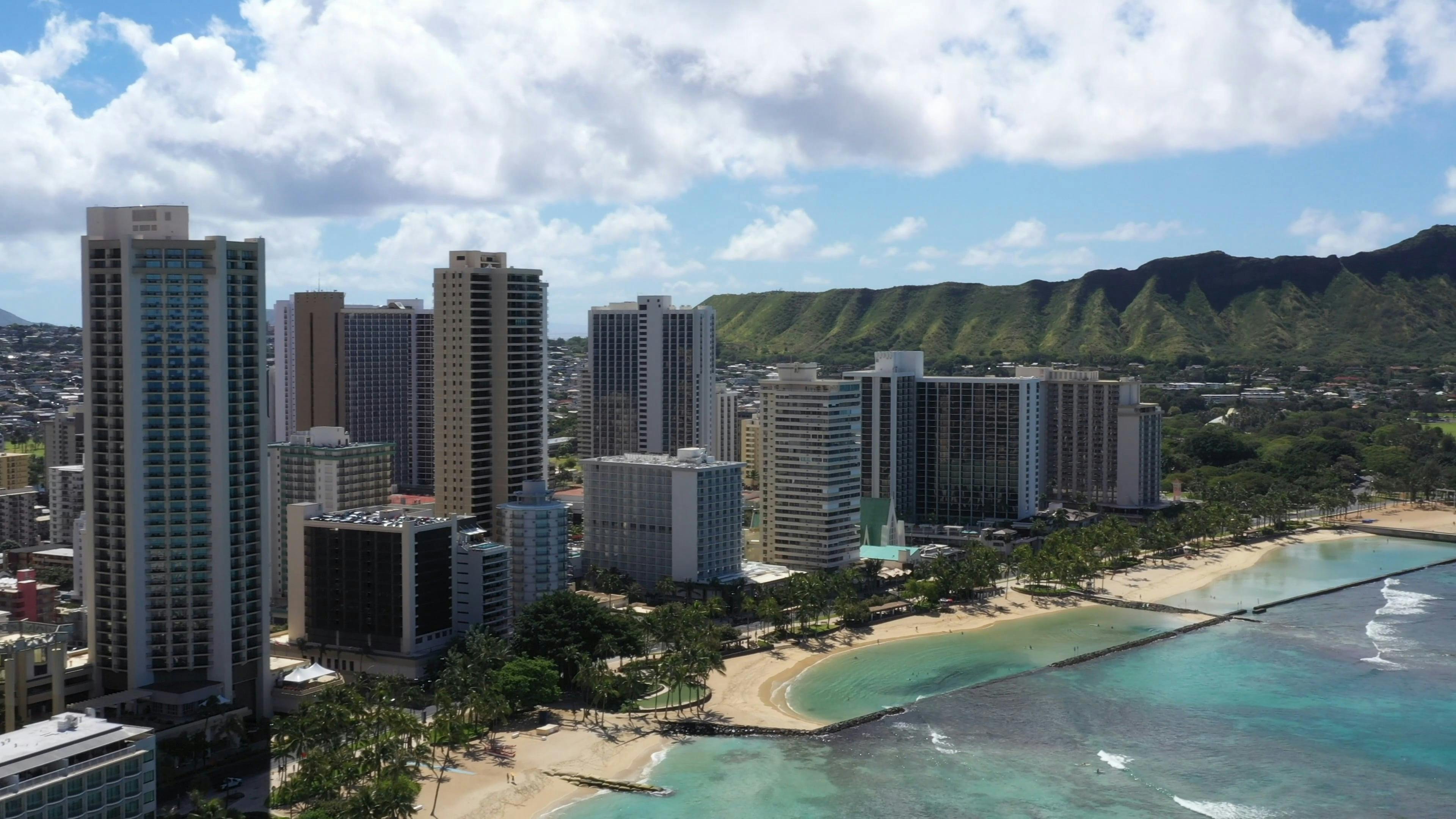 An aerial view of the city of honolulu Free Stock Video Footage ...