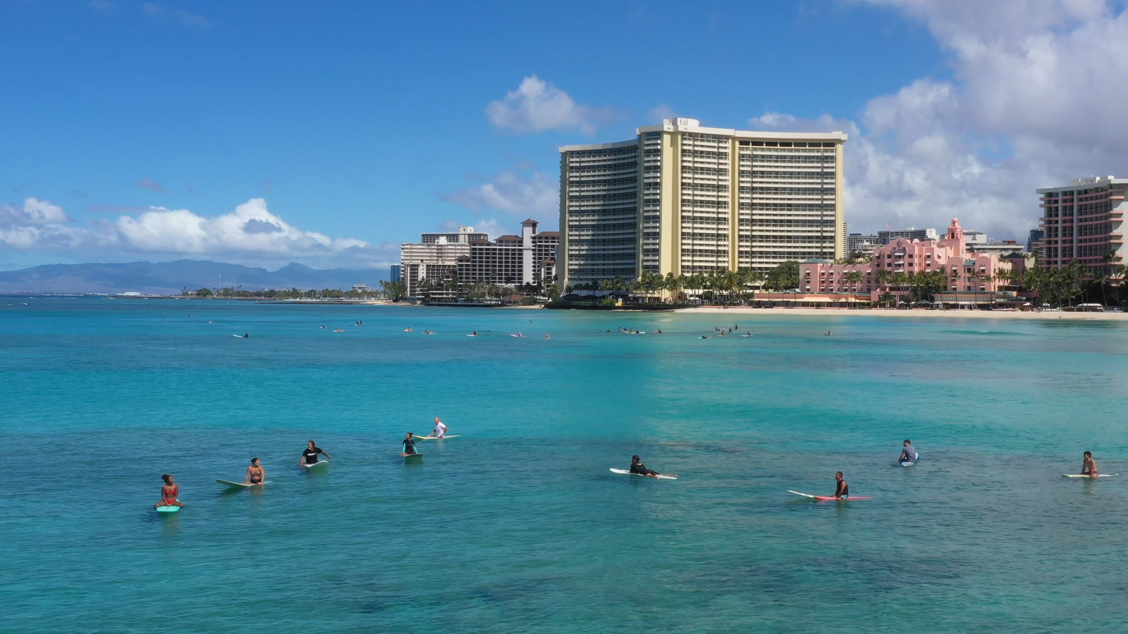Drone Footage Of The Waikiki Beach In Hawaii Free Stock Video Footage ...