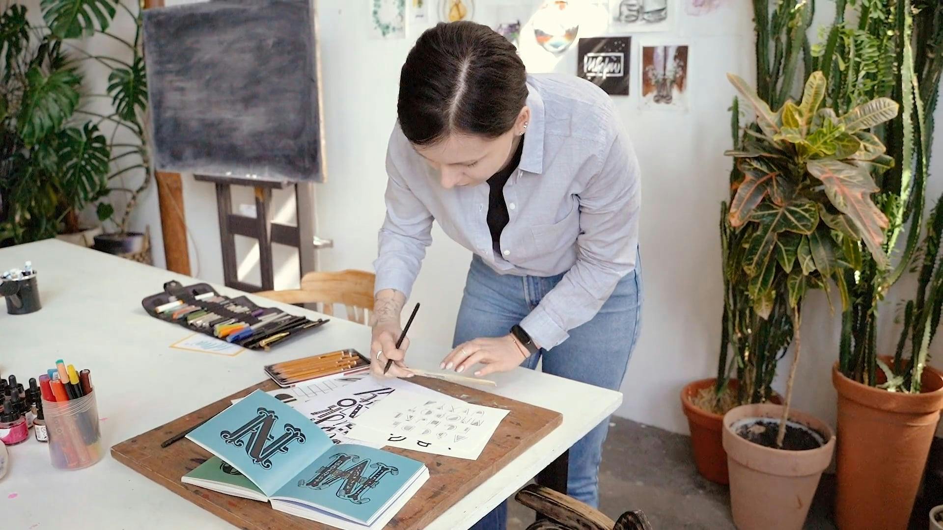 A Woman Writing Letters In Calligraphy Free Stock Video Footage ...