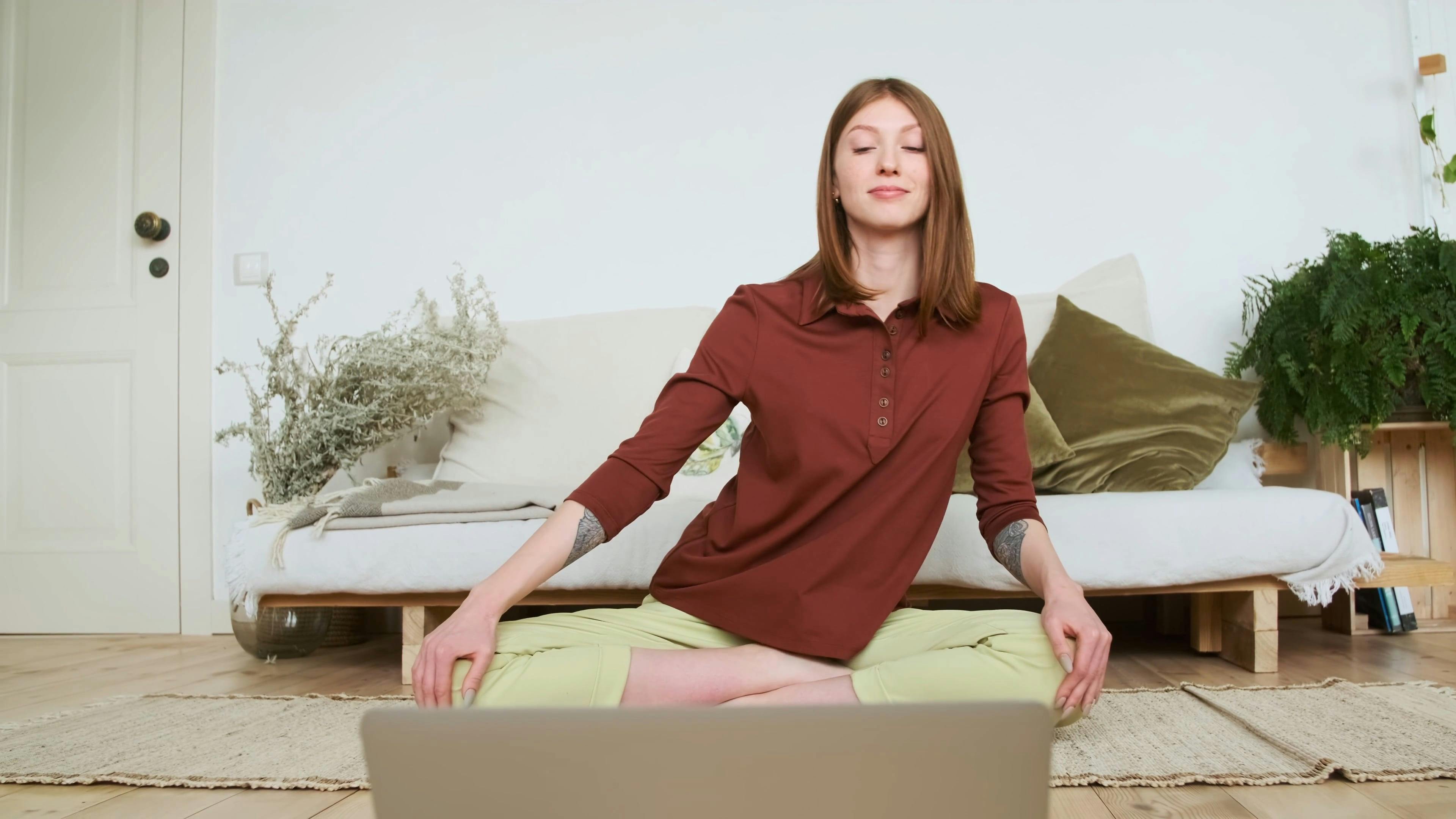 A Woman Vlogging Doing Yoga Free Stock Video Footage, Royalty-Free 4K ...