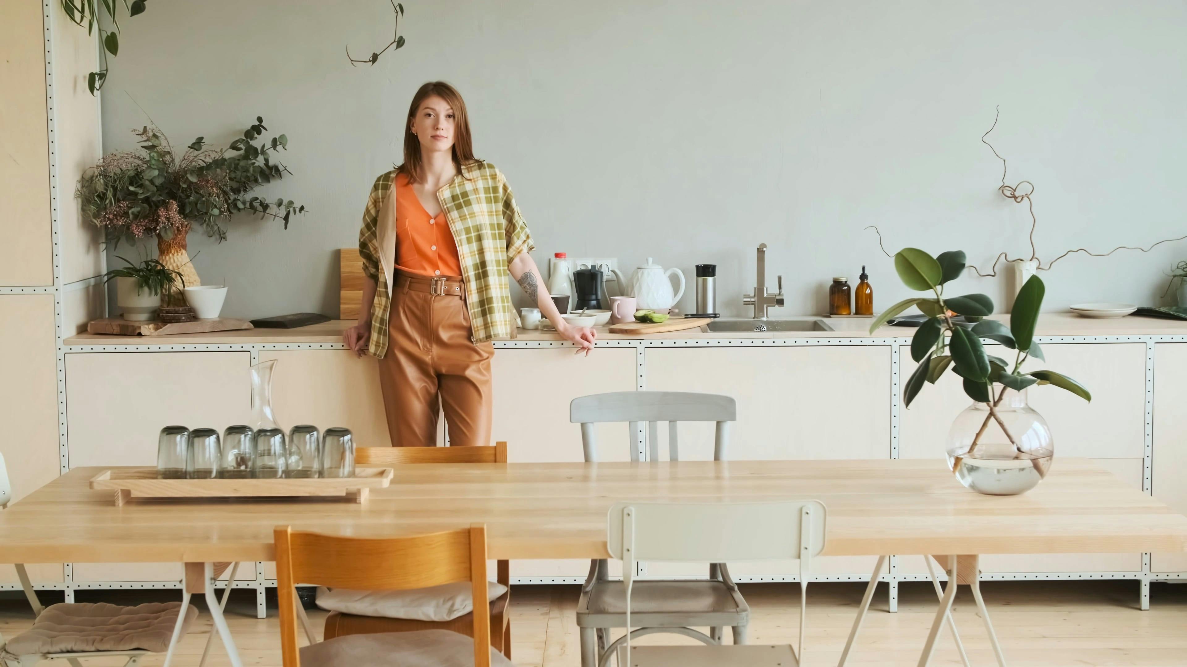 Woman Standing in the Kitchen · Free Stock Video
