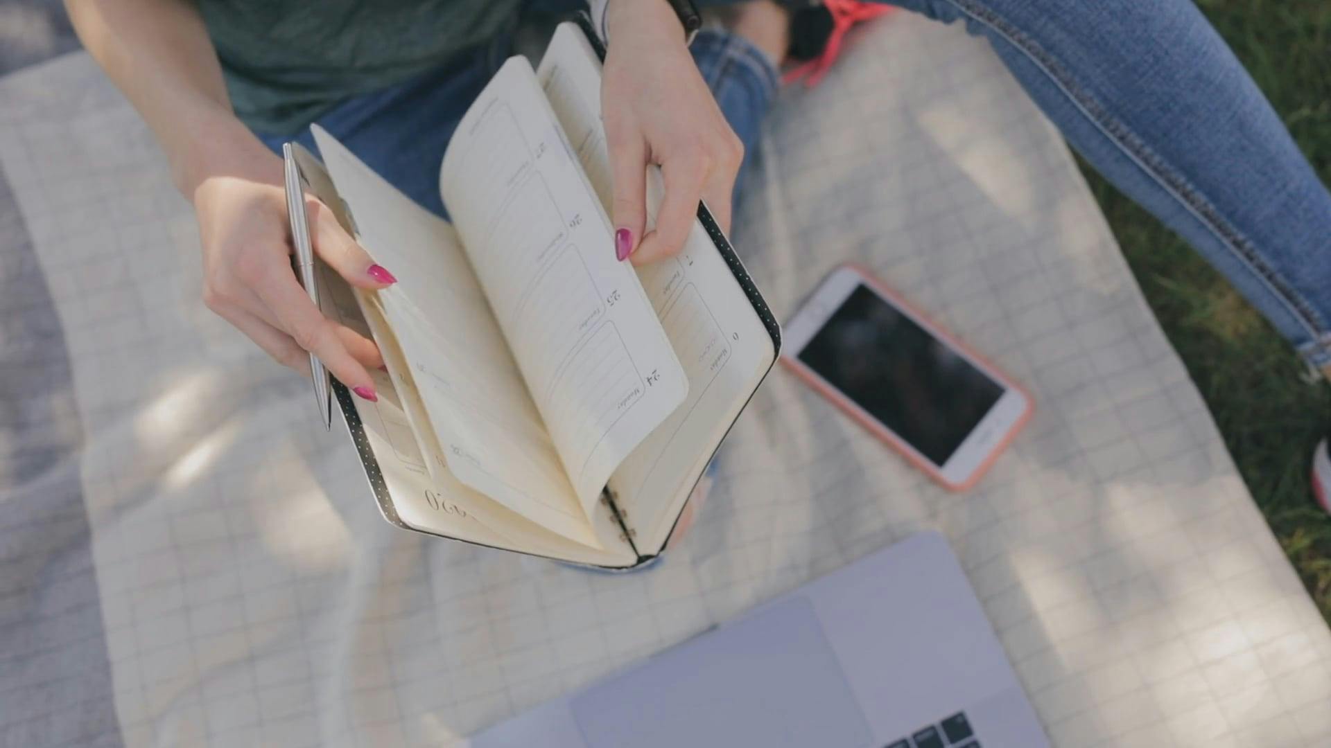 Woman Flipping the Pages of the Notebook Free Stock Video Footage ...