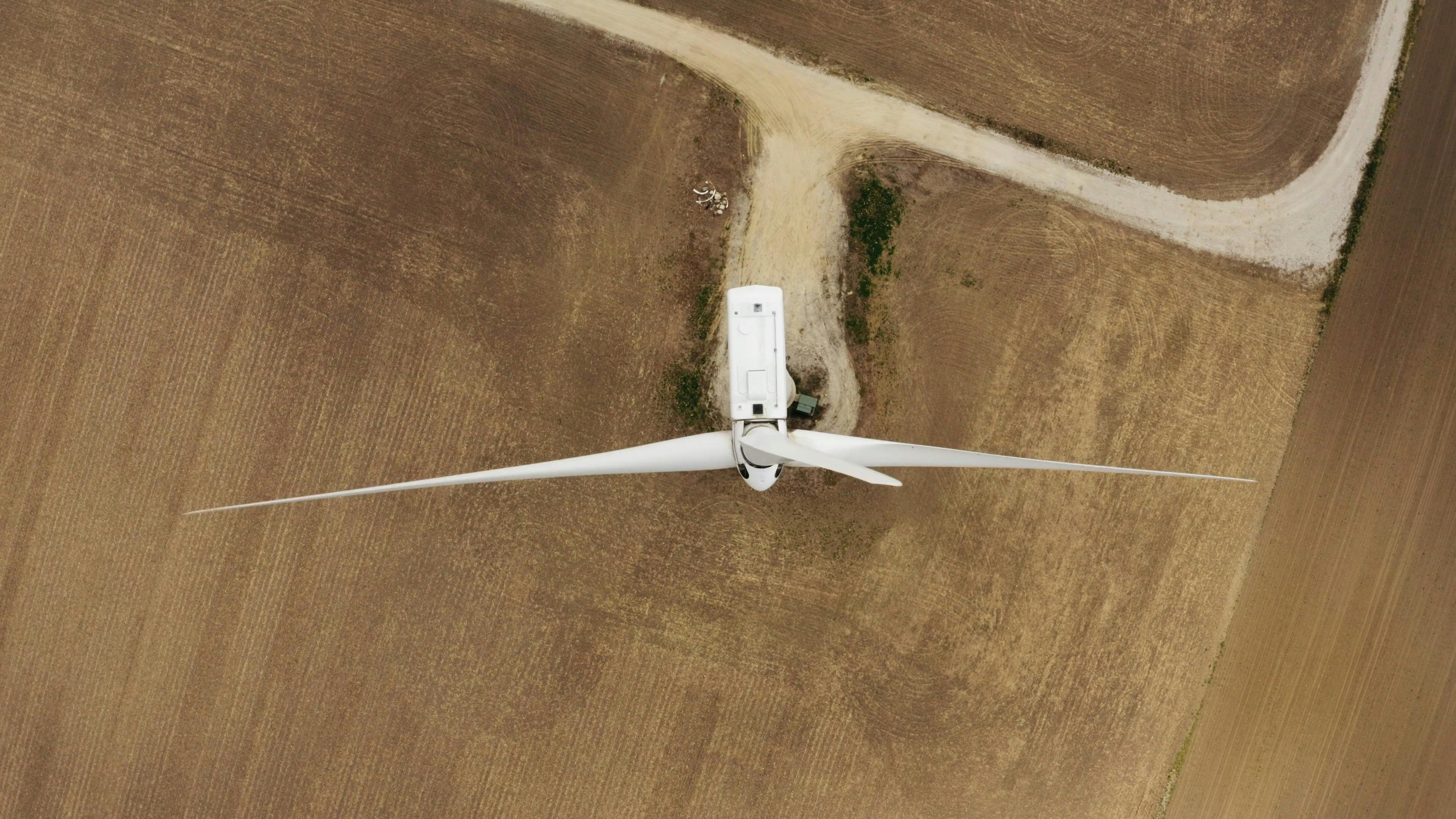 Wind Turbine In Bird's Eye View · Free Stock Video