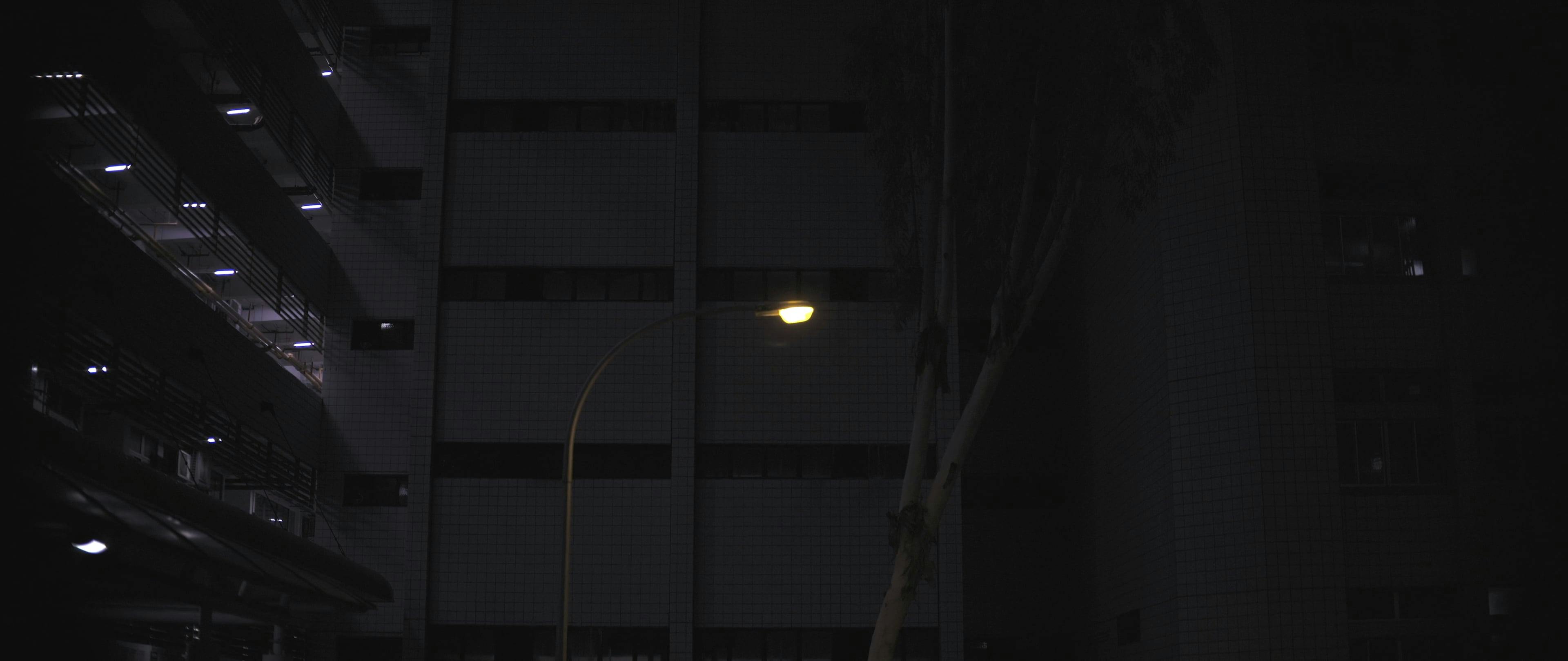 Illuminated Lamp Post Outside A Building Free Stock Video Footage ...