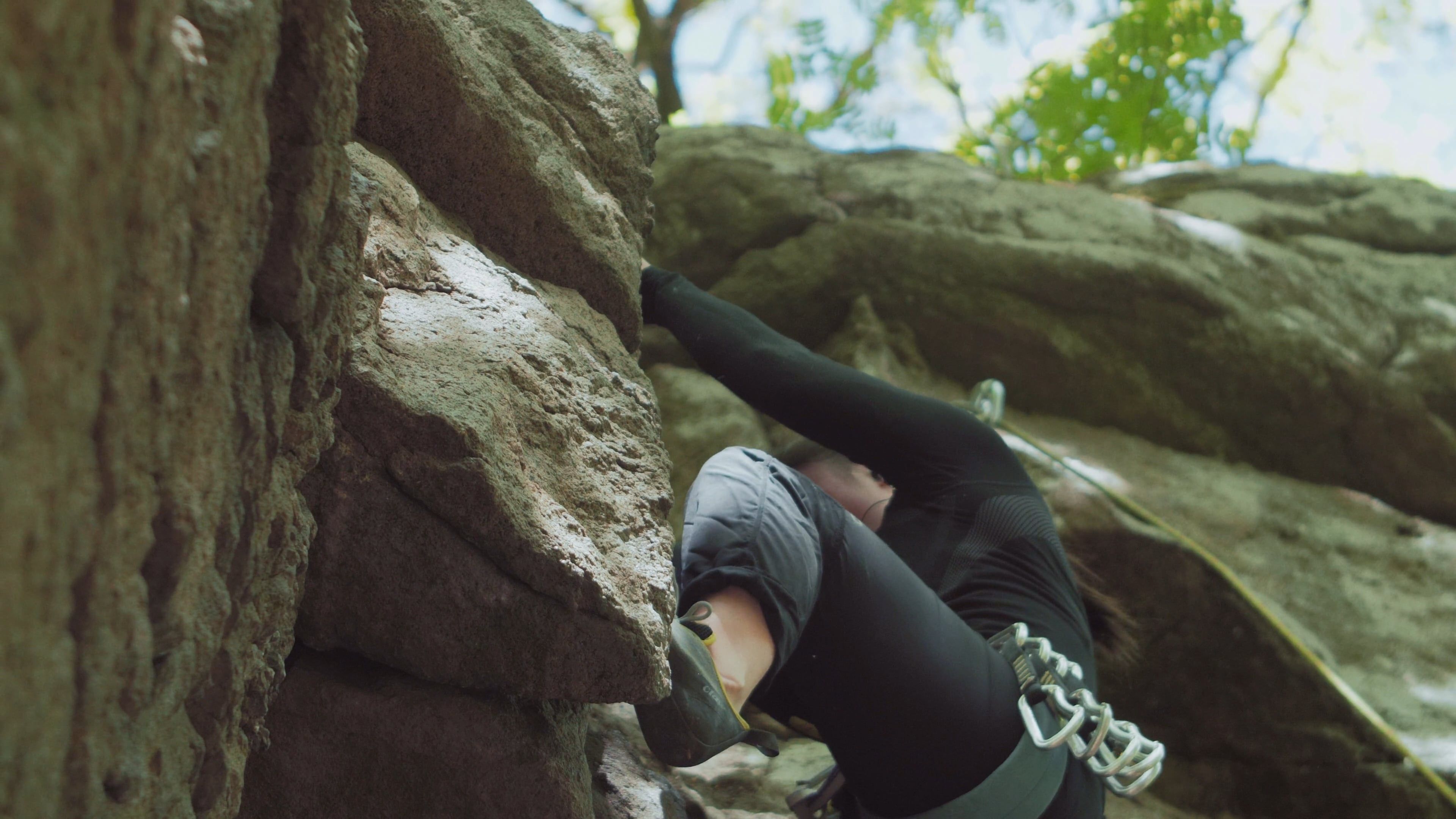 Low Angle Shot of a Woman Rock Climbing Free Stock Video Footage ...
