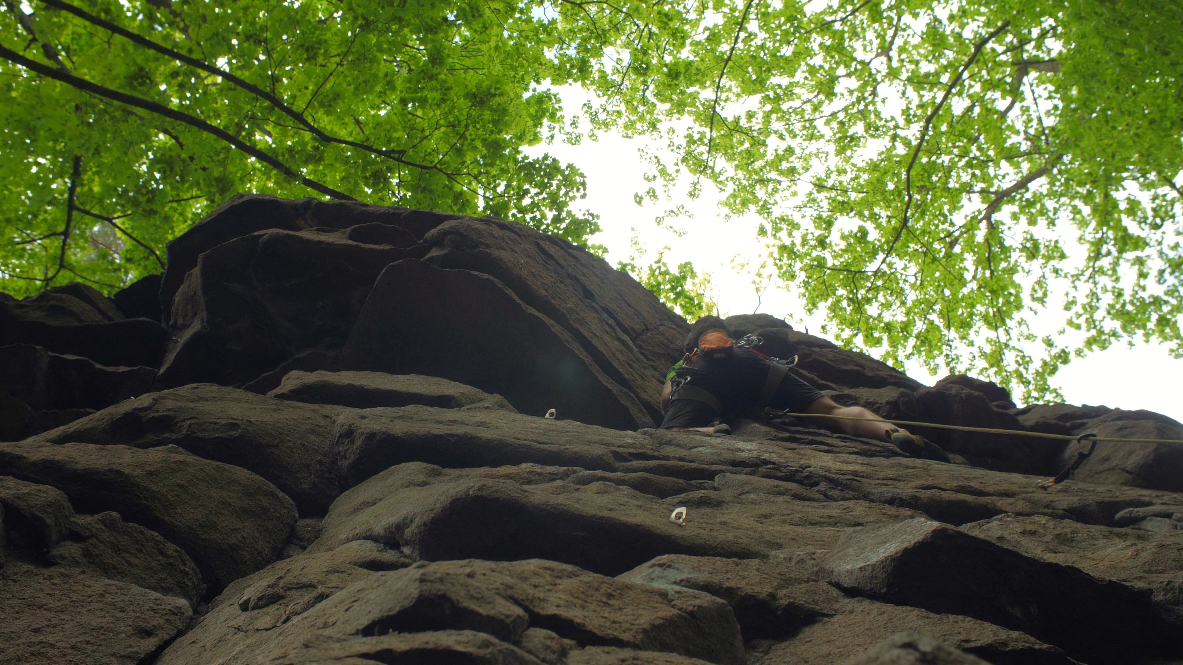 Low Angle Shot of a Person Rock Climbing · Free Stock Video