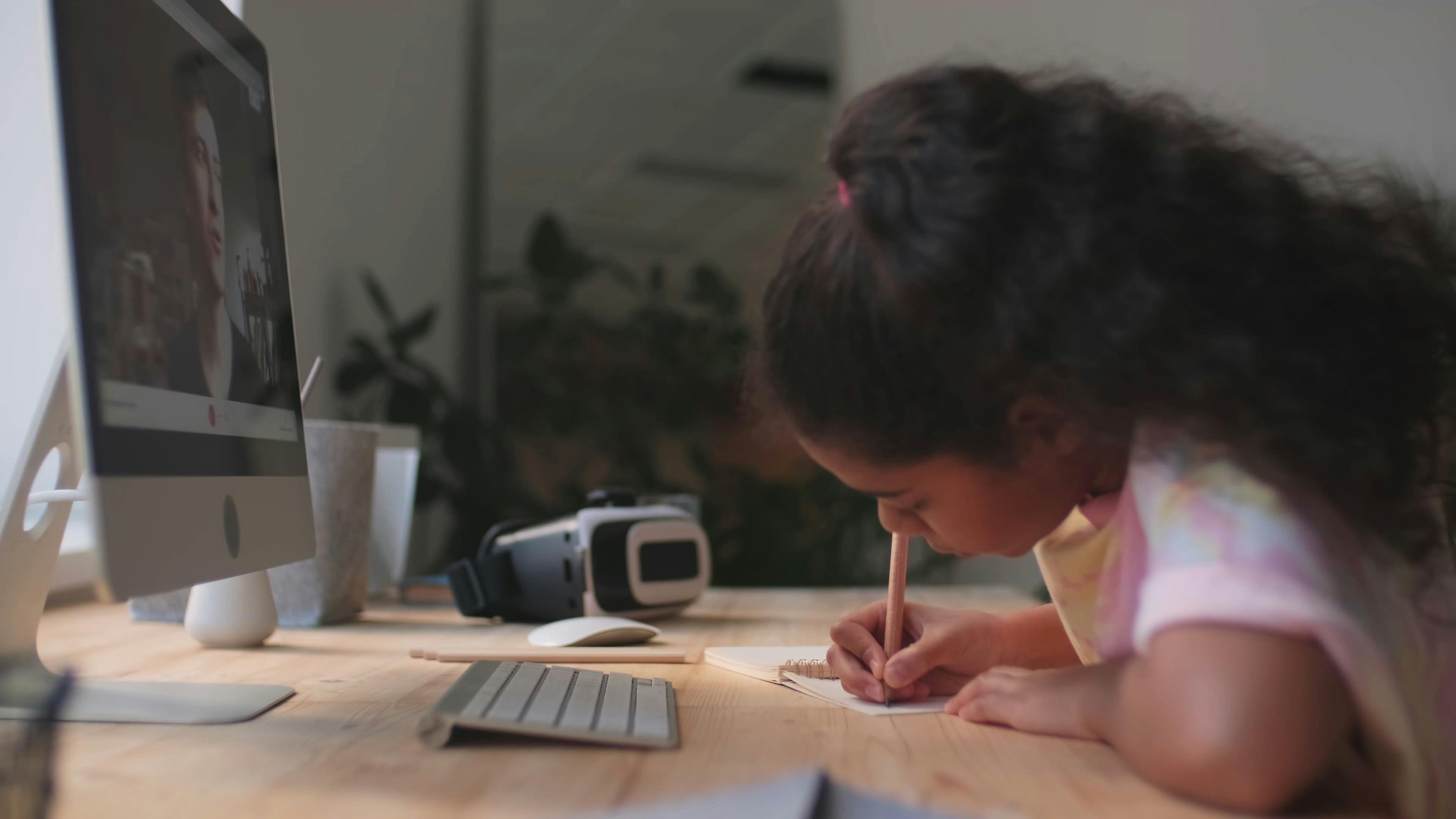 Girl Doing Online Schooling Free Stock Video Footage, Royalty-Free 4K ...