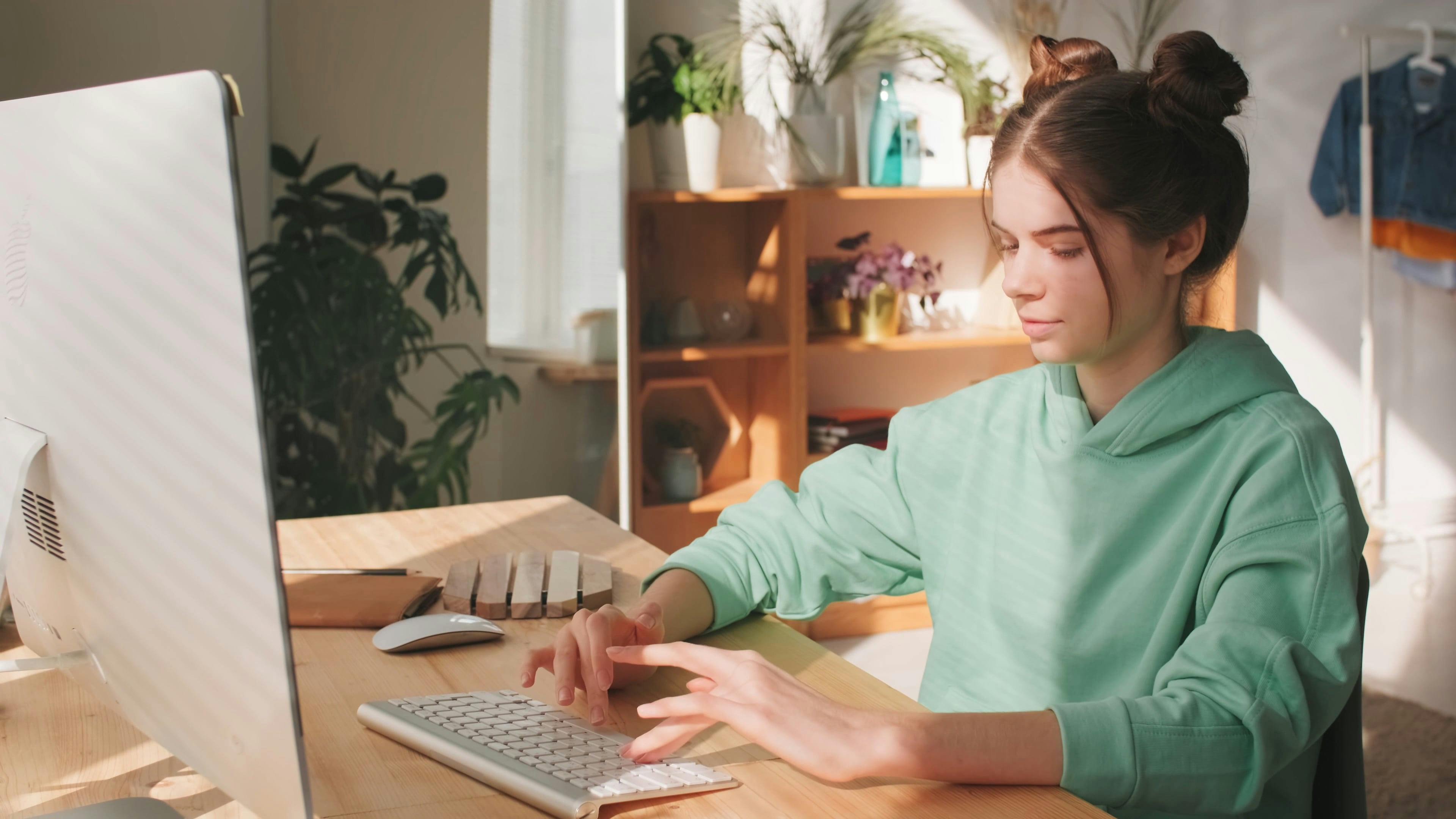 A Woman Typing On A Computer Keyboard Free Stock Video Footage, Royalty ...