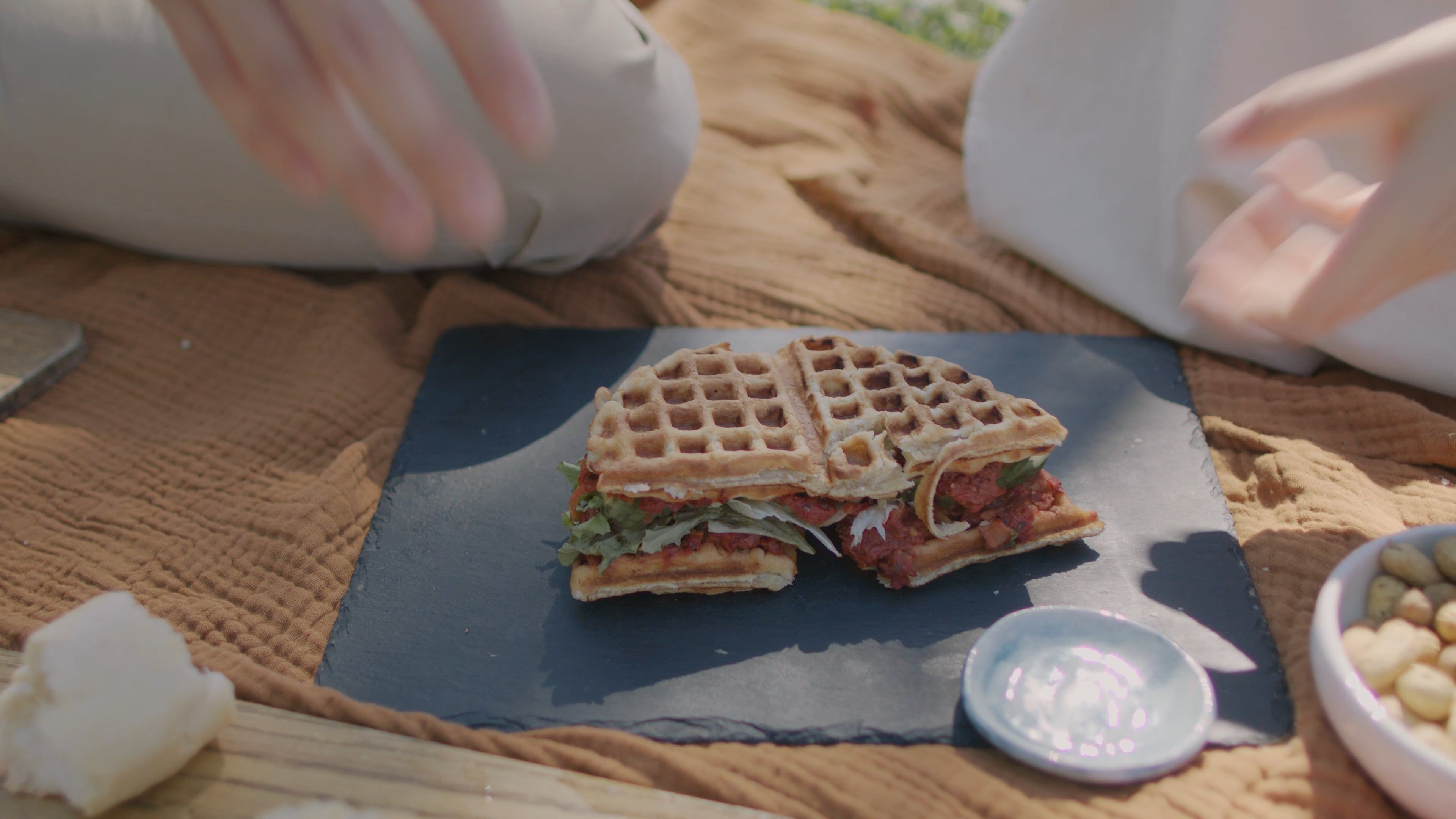 Couple Sharing Waffle Sandwich Free Stock Video Footage, Royalty-Free ...