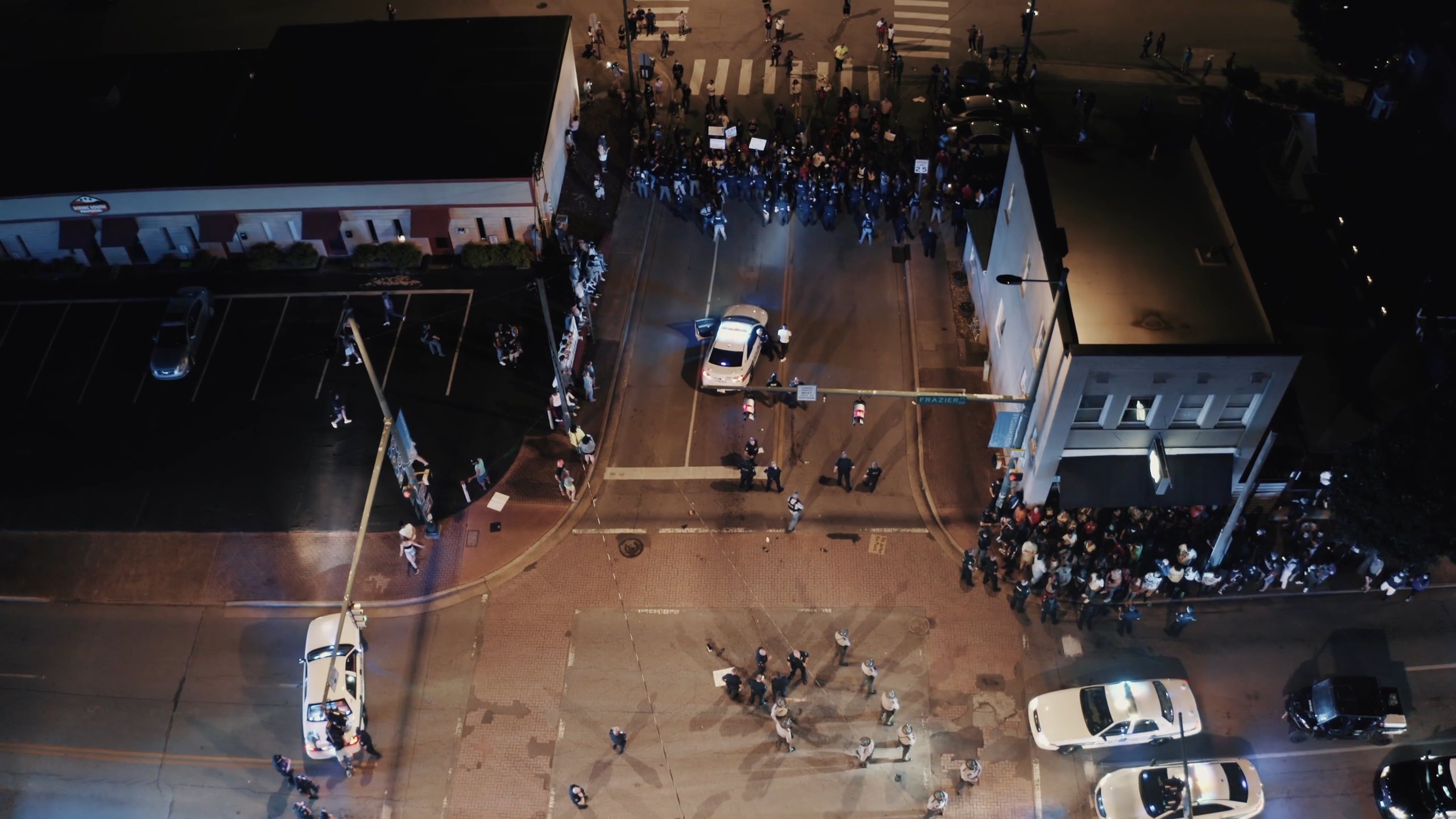 Aerial View of Protesters on a Street · Free Stock Video