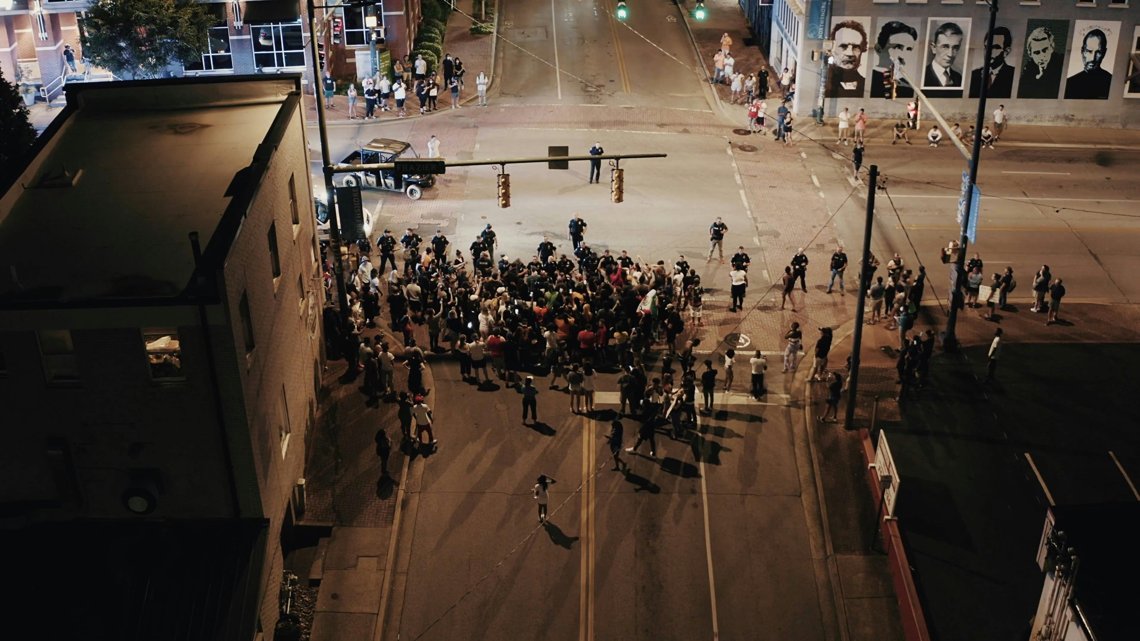 Drone Footage of Protesters and Police Officers Free Stock Video ...