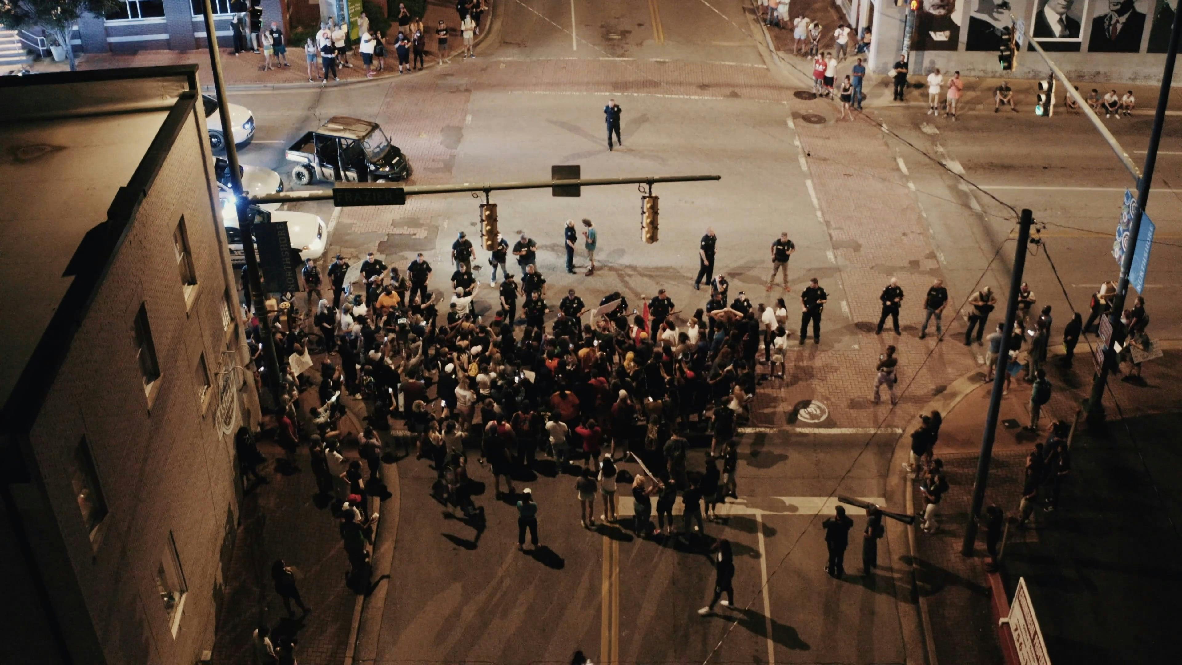 Aerial Footage of Protesters and Police Officers Free Stock Video ...