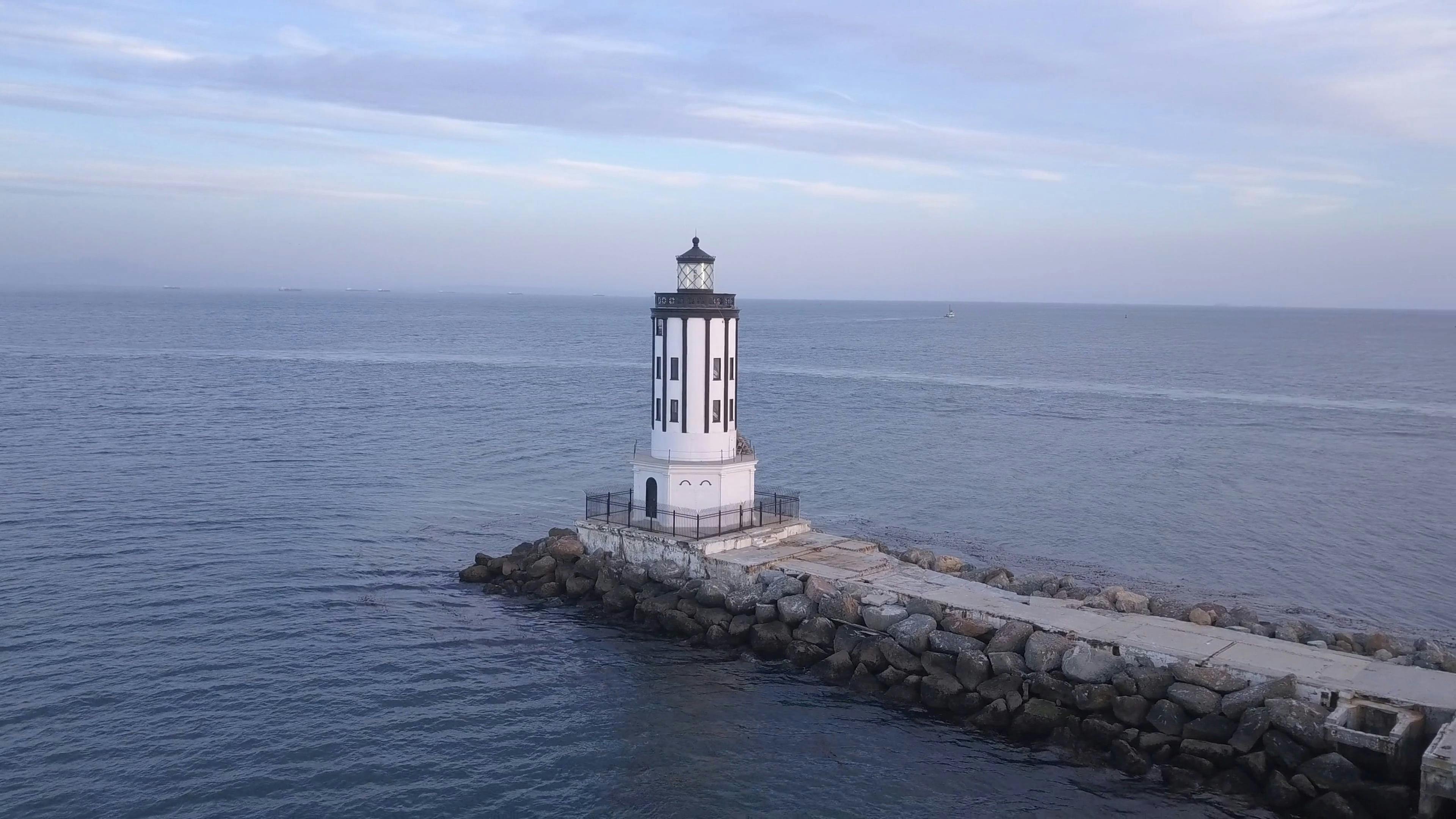 An Aerial Footage of the Los Angeles Harbor Lighthouse Free Stock Video ...