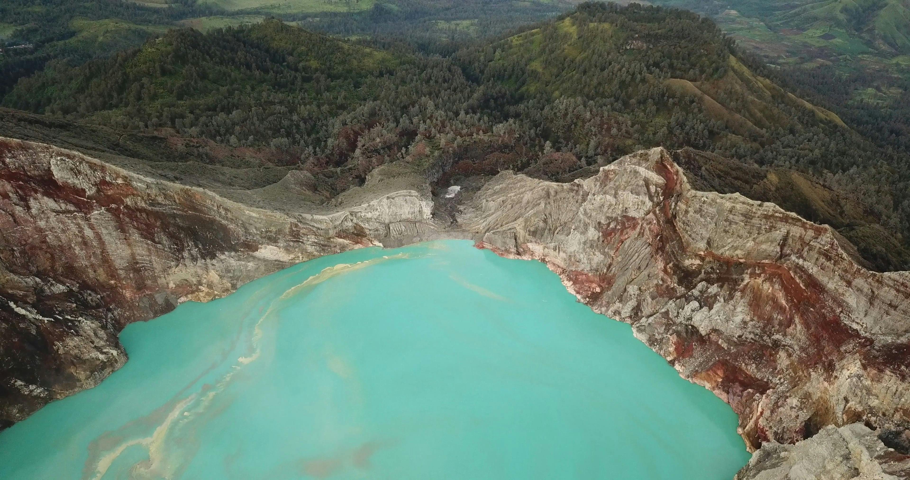 An Aerial Footage of the Kawah Ijen Crater Lake Free Stock Video ...