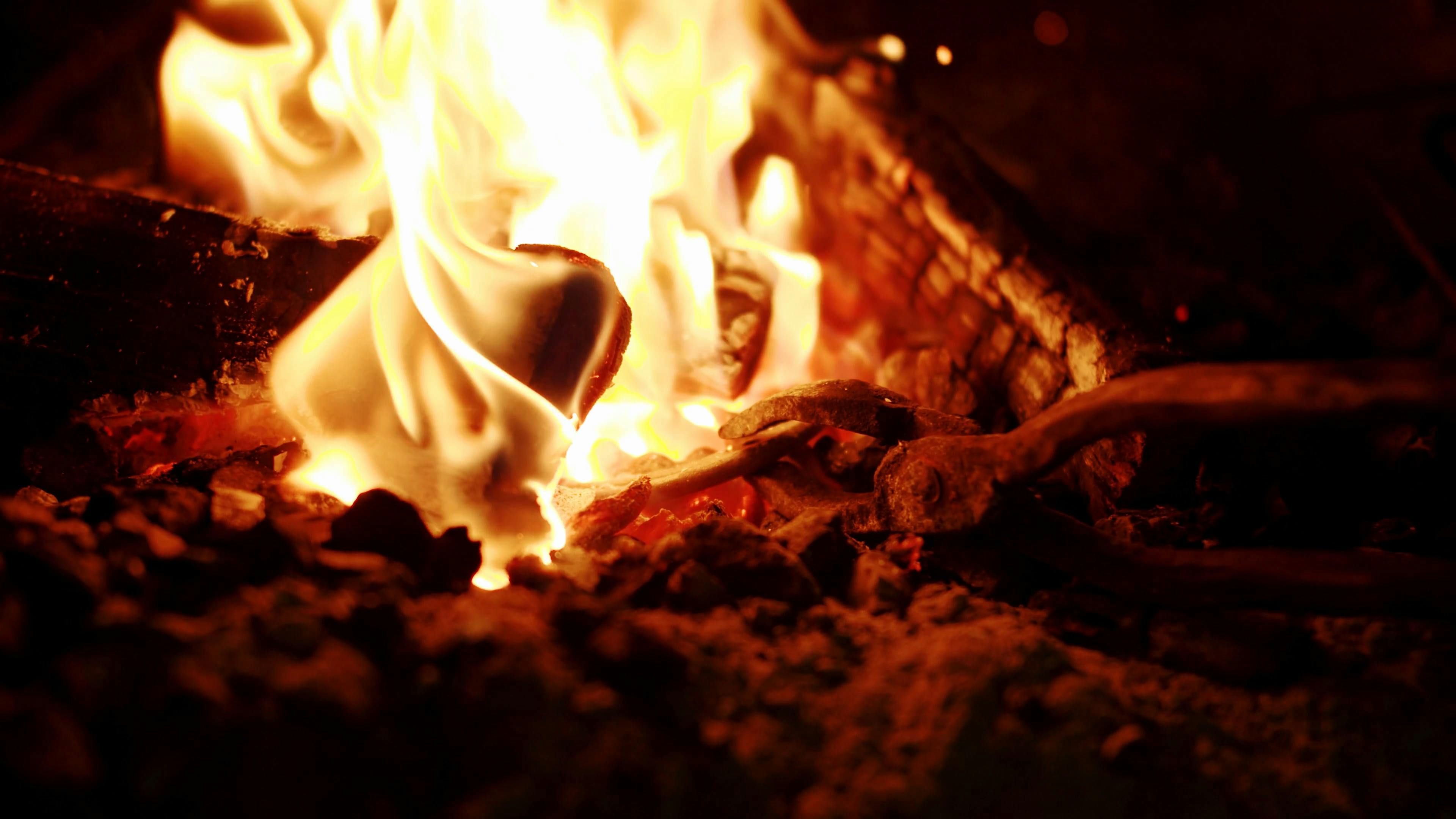 Blazing Fire on a Black Background Free Stock Video Footage, Royalty ...