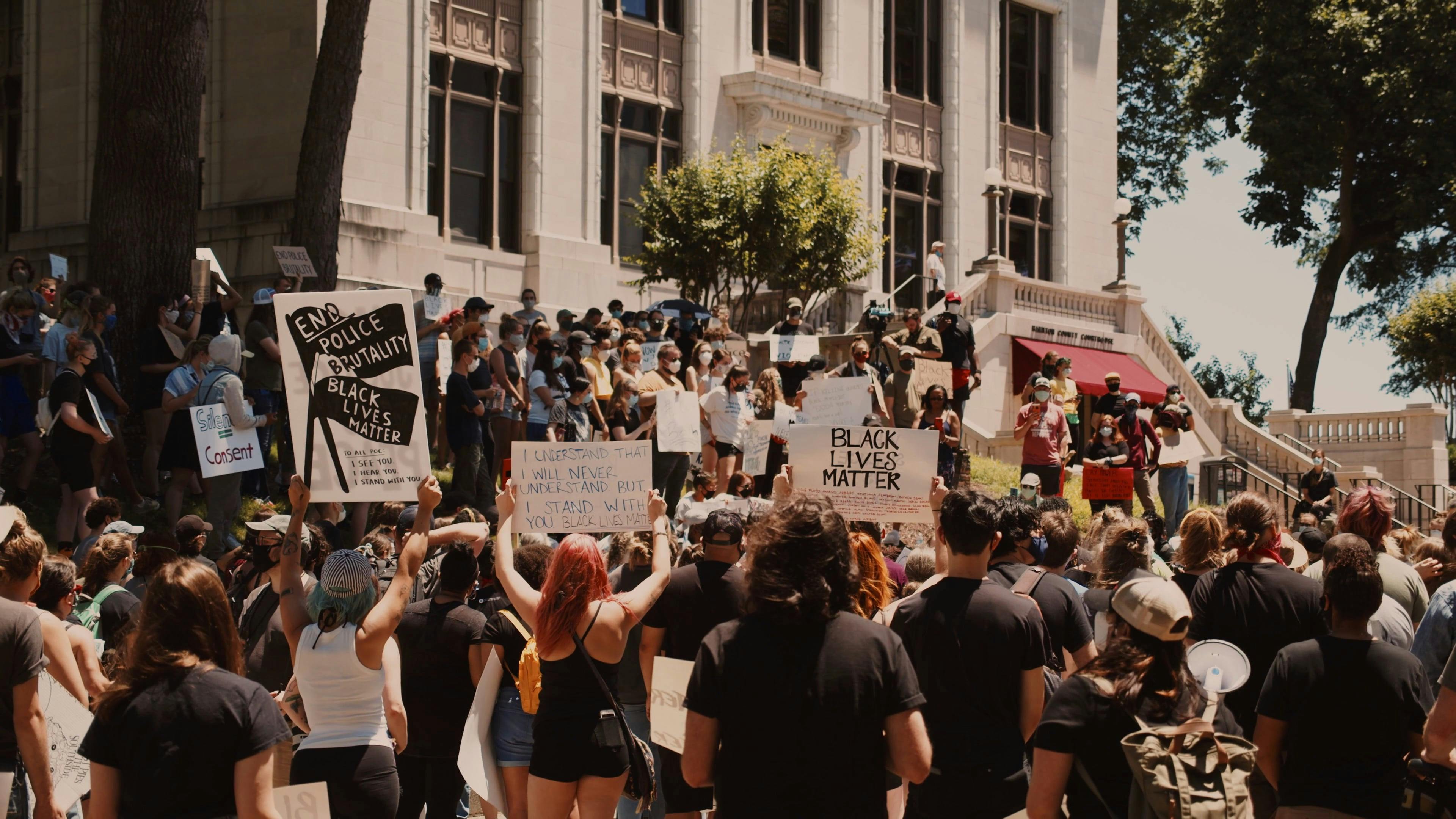 People Protesting in Front of a Building Free Stock Video Footage ...