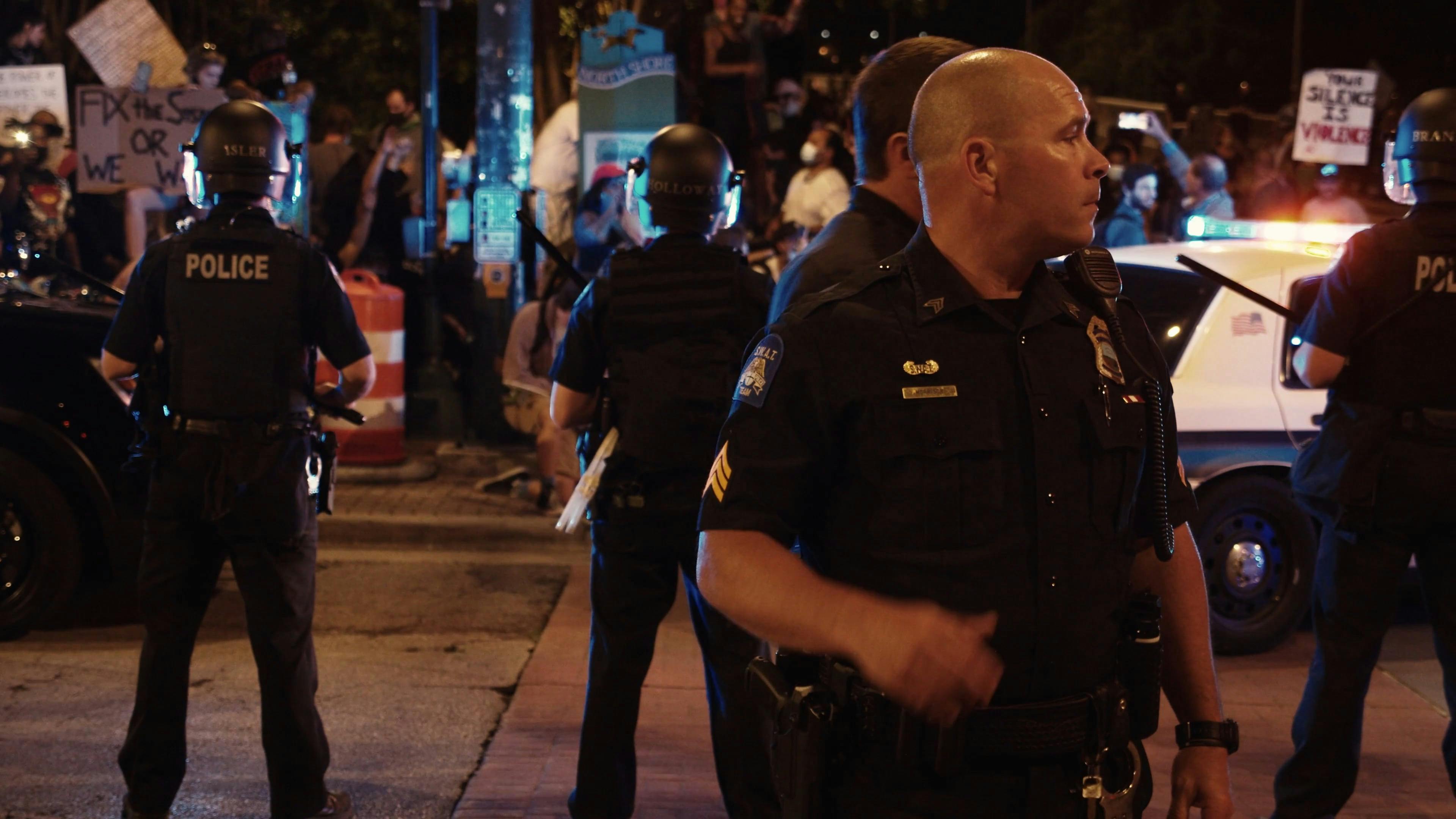 Policemen On The Street Keeping Public Order Against Protesters · Free ...