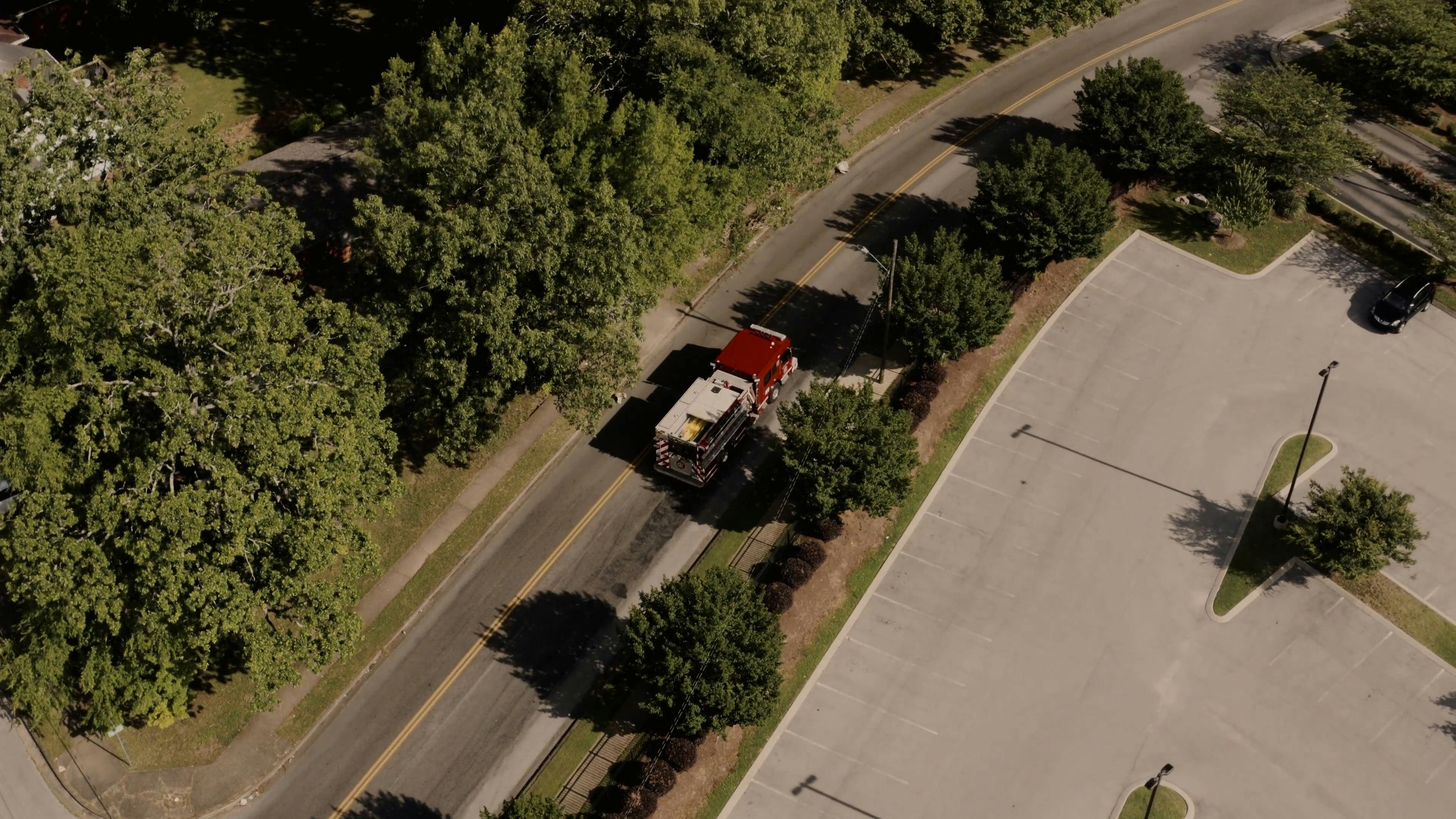 Drone Footage of a Moving Fire Truck Free Stock Video Footage, Royalty ...