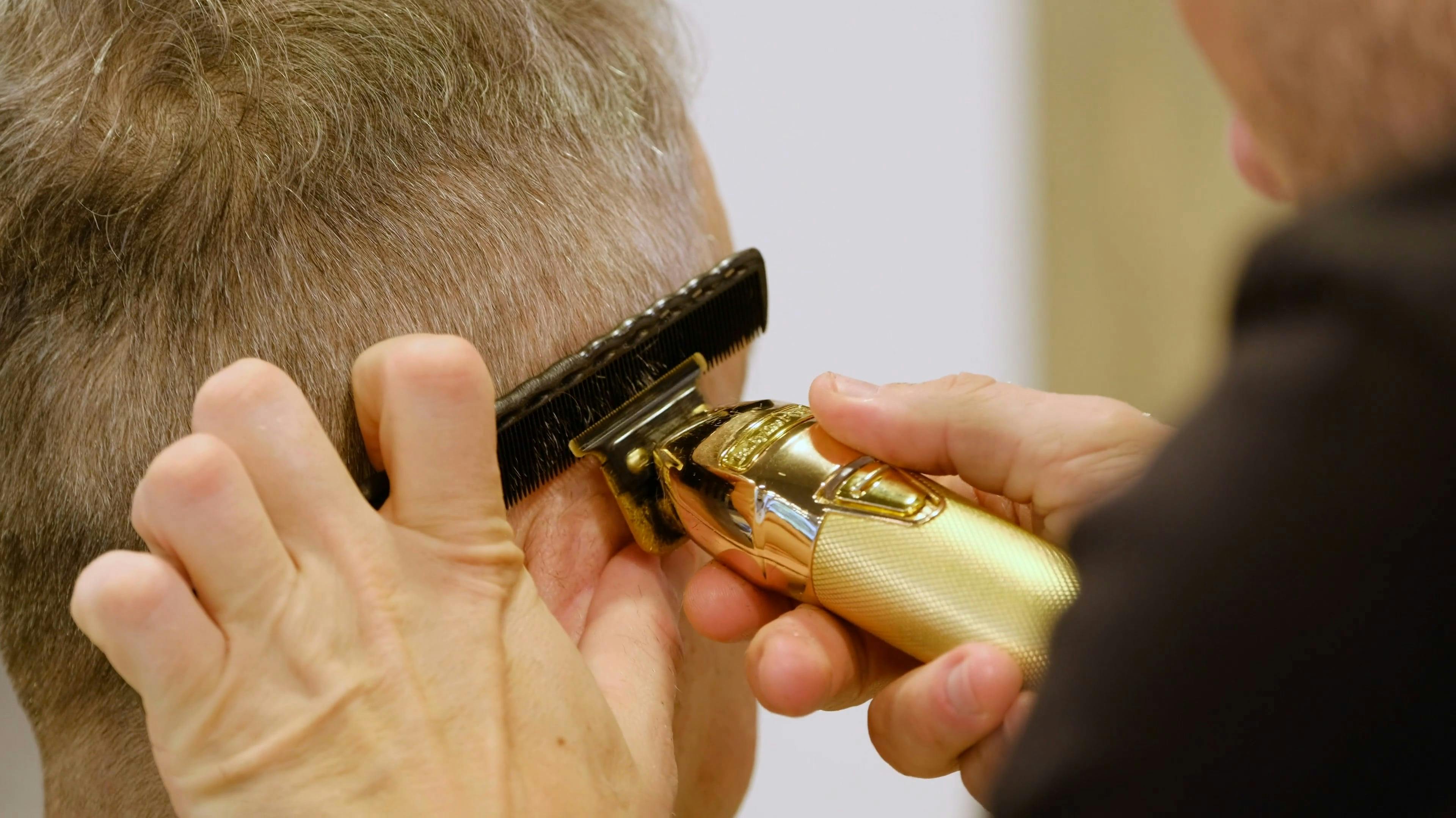 Man Using Shaver To Cut Hair On His Customer Free Stock Video Footage ...