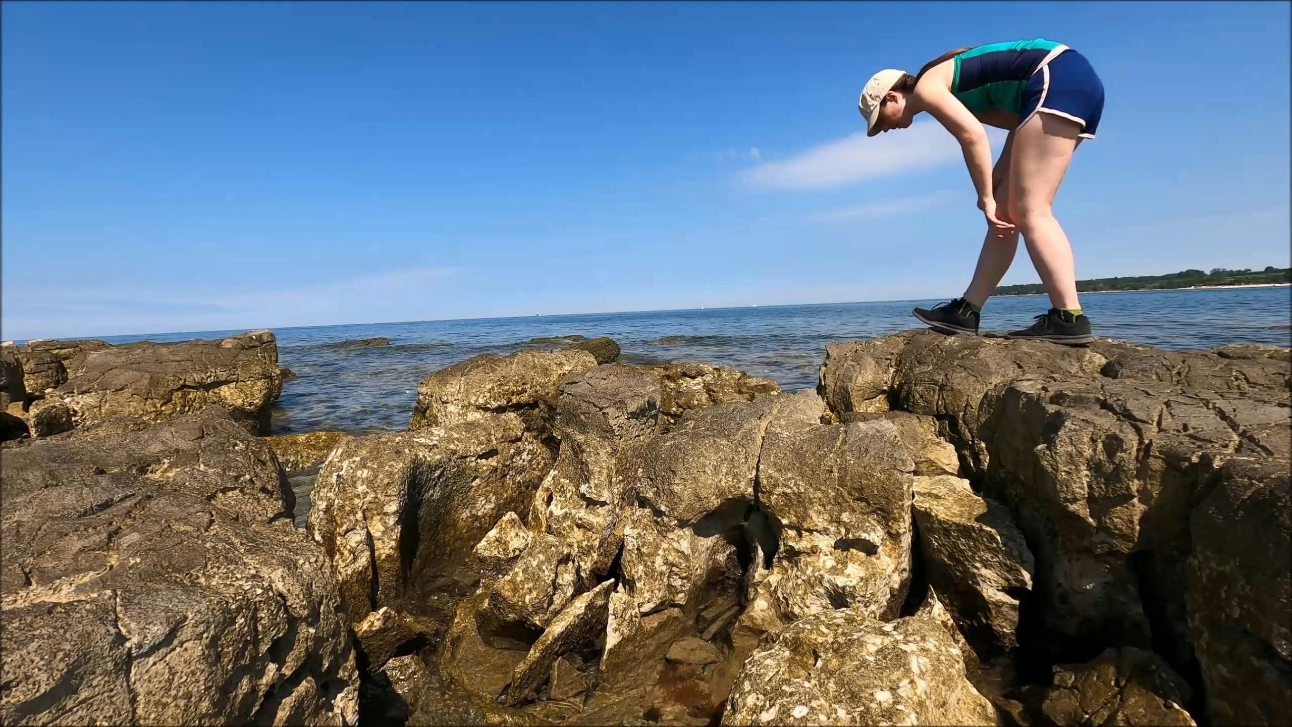 Woman Exploring Rocks On The Beach Free Stock Video Footage, Royalty ...