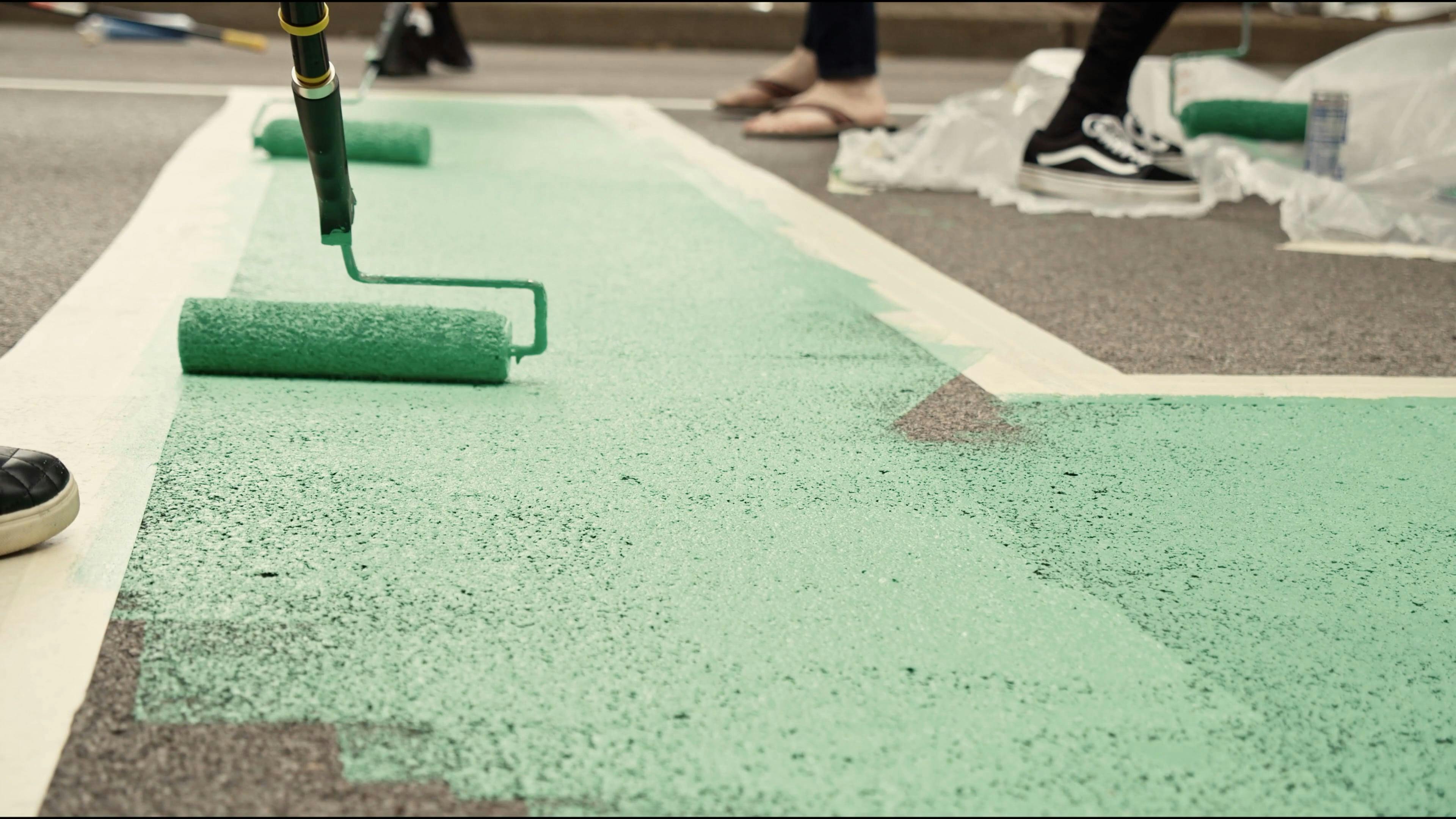 Close-Up Video Of Person Putting Color On Road Free Stock Video Footage ...