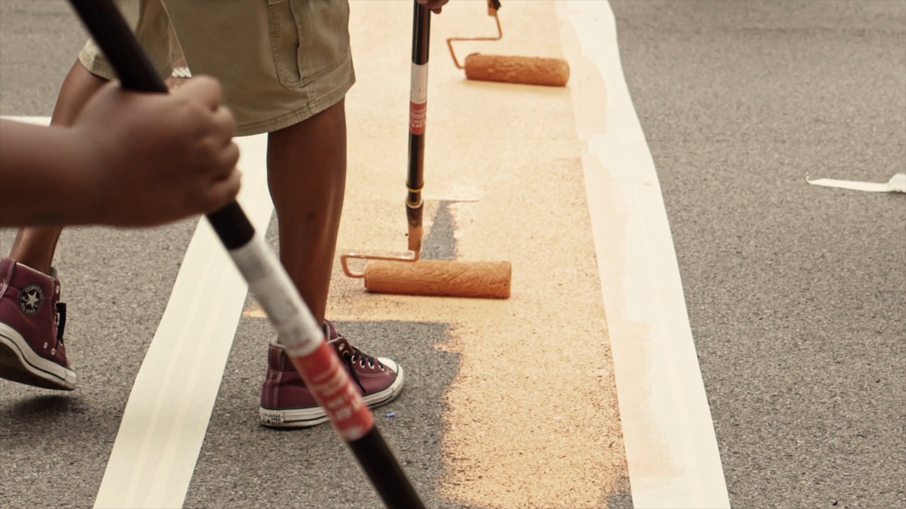 Video Of People Doing Paint Works On Road · Free Stock Video