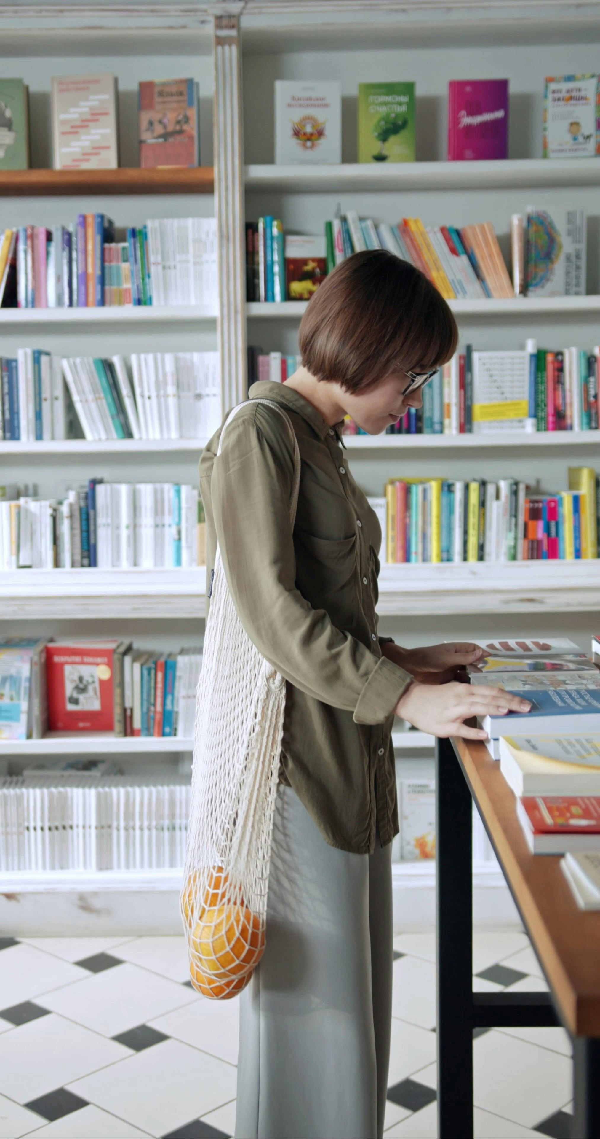 Two People Having a Conversation in a Bookstoreq Free Stock Video ...