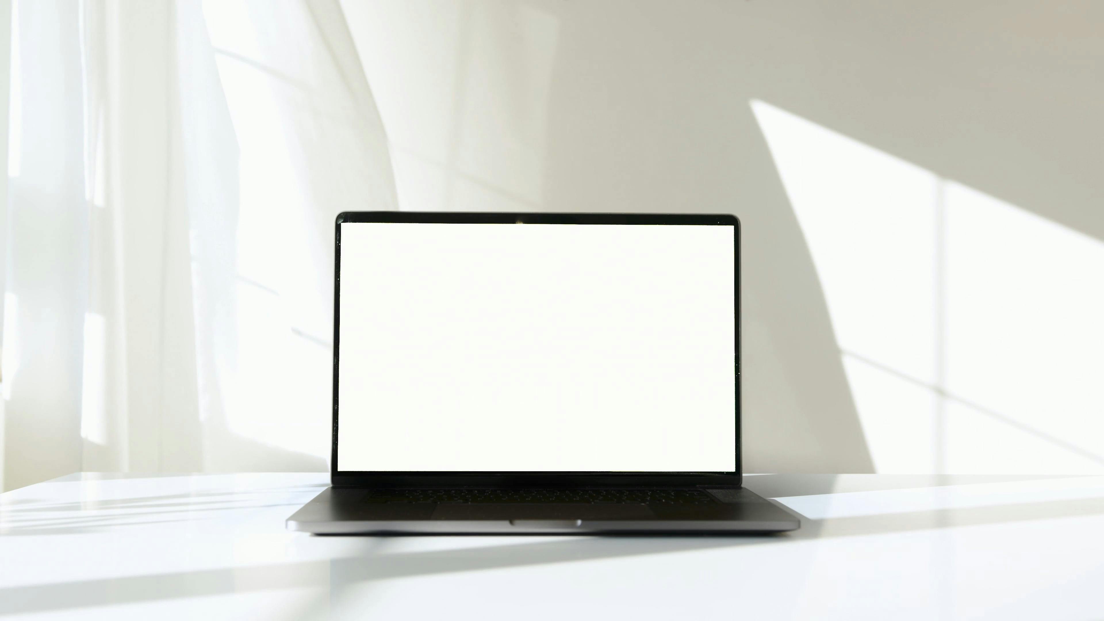 Laptop Computer on White Surface Against White Background · Free Stock ...