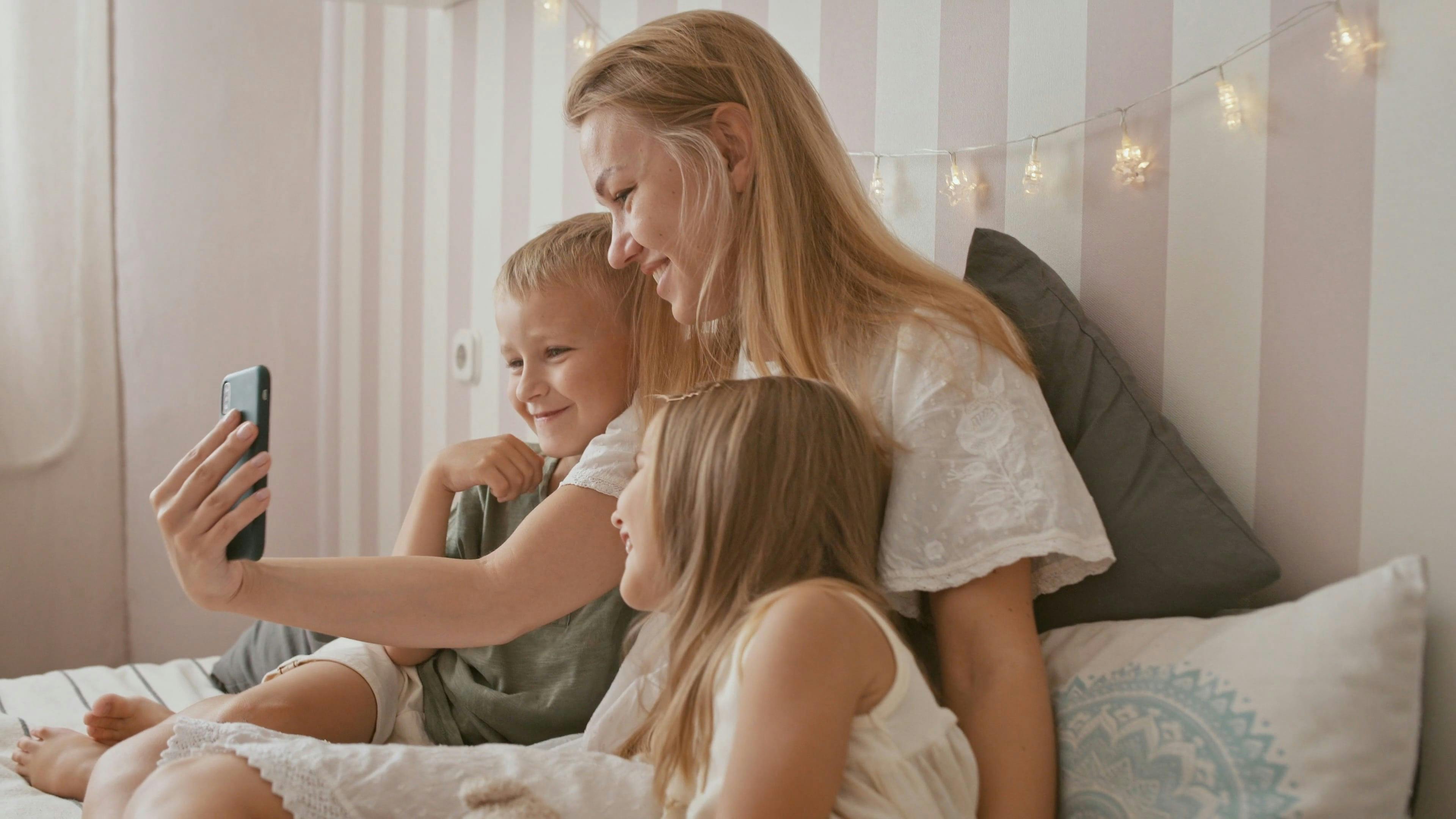 Mother and Her Kids Having a Video Call Free Stock Video Footage ...