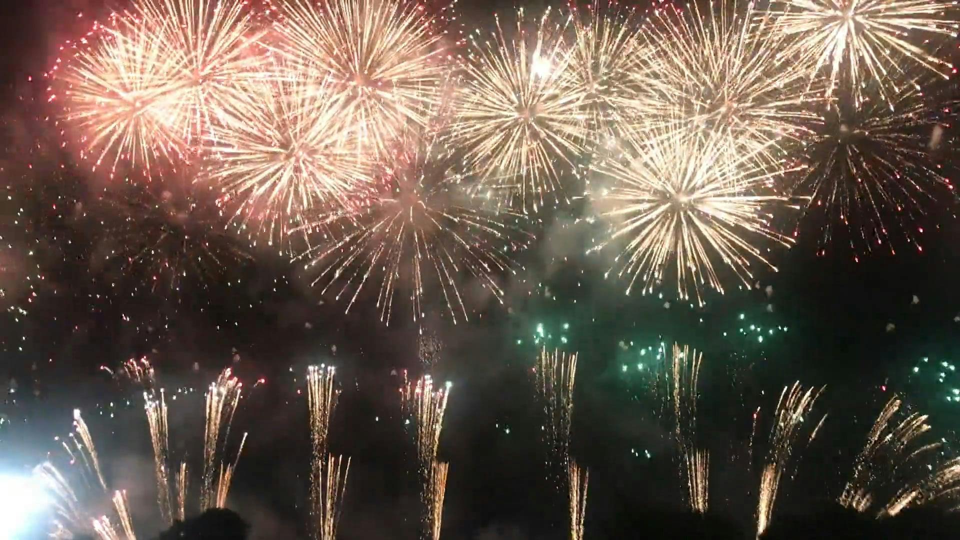 Bright Fireworks Display in the Night Sky Free Stock Video Footage ...